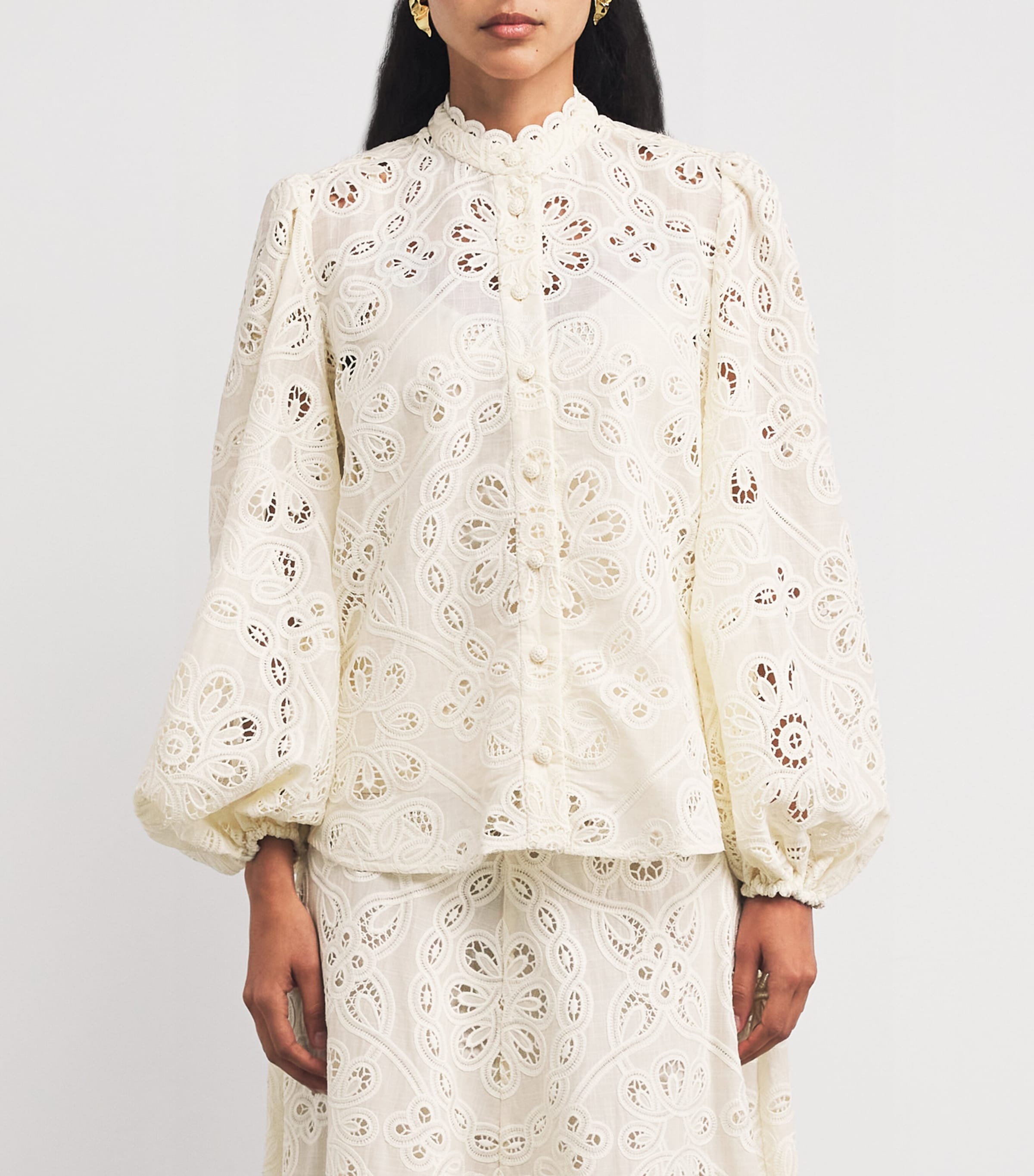 Zimmermann Ivory Cotton Rhiannon Embroidered Blouse | Harrods US
