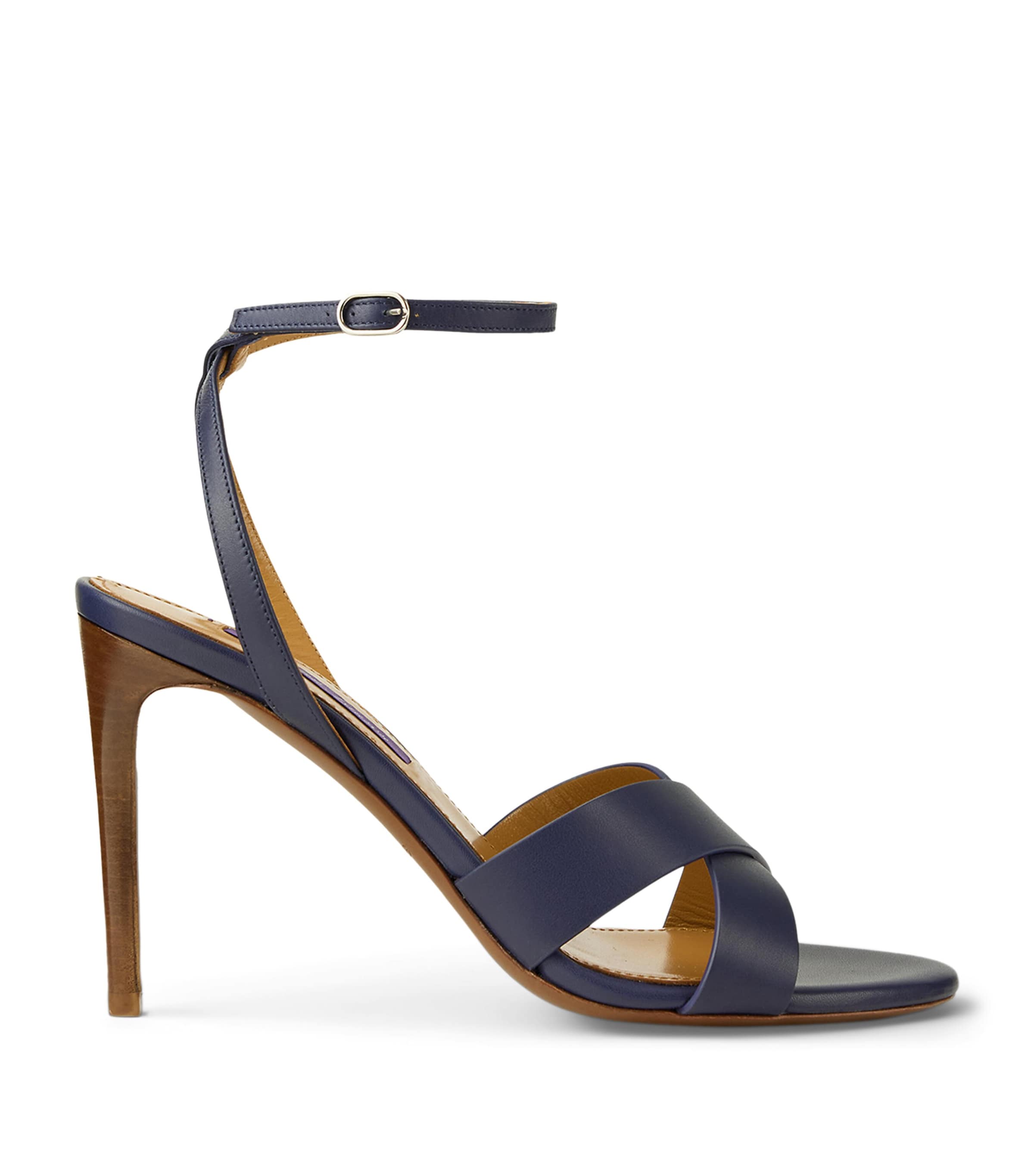 Ralph Lauren Collection Navy Leather Cleary Heeled Sandals 95 | Harrods UK