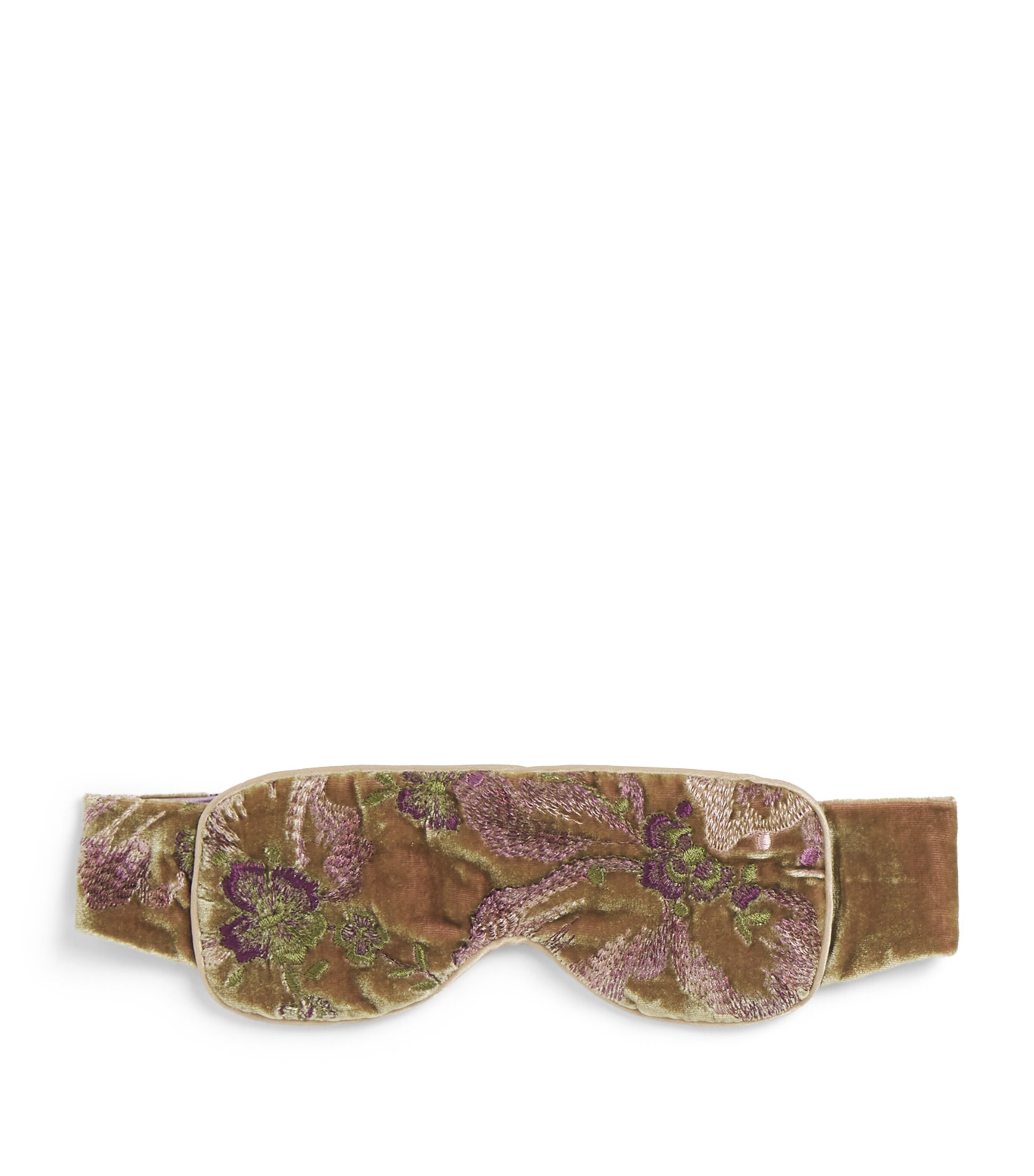Daniel Hanson Brown Velvet Embroidered Floral Eye Mask | Harrods US