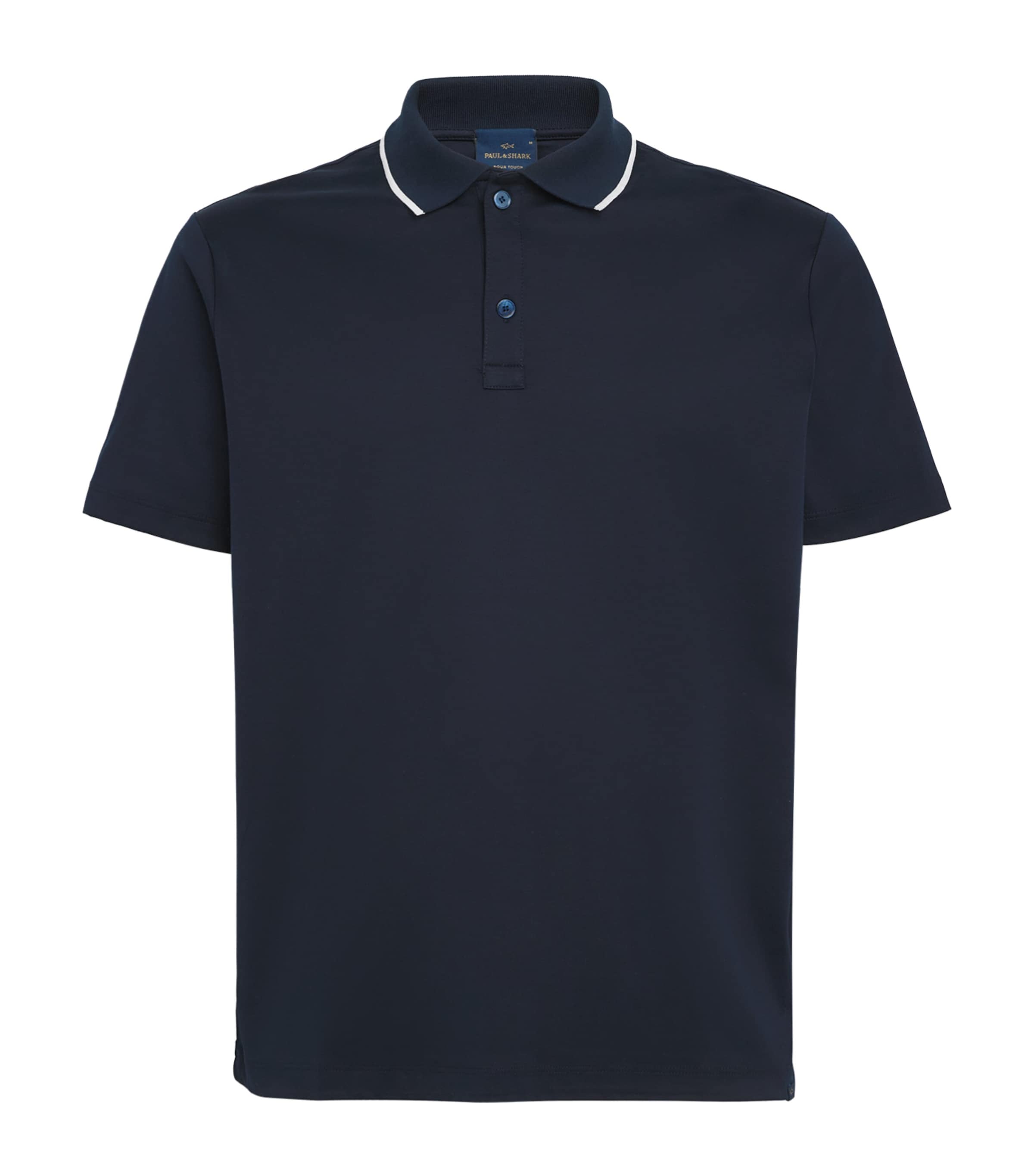 Paul & Shark Navy Aqua Touch Cotton Interlock Polo Shirt | Harrods FR
