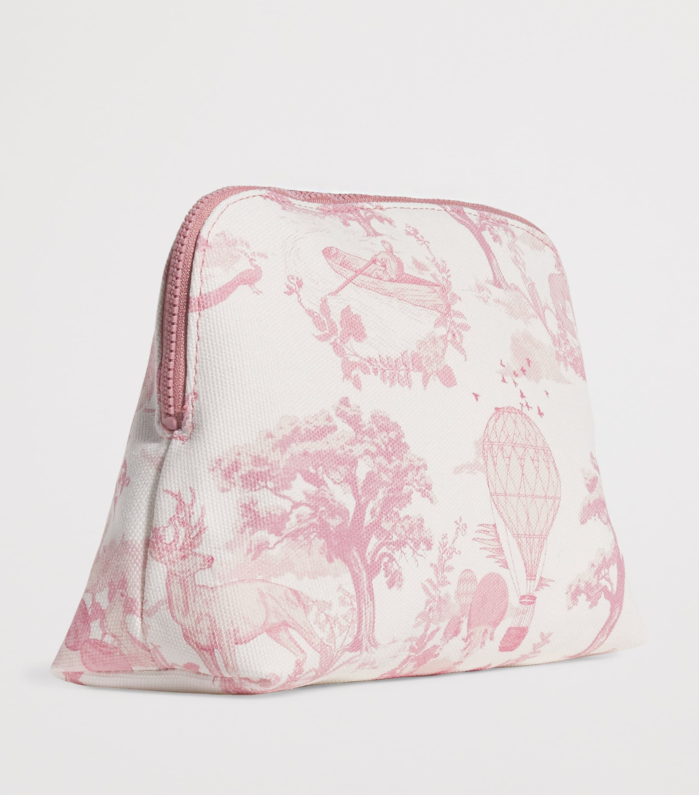Harrods Pink Toile Half Moon Cosmetic Bag | Harrods UK