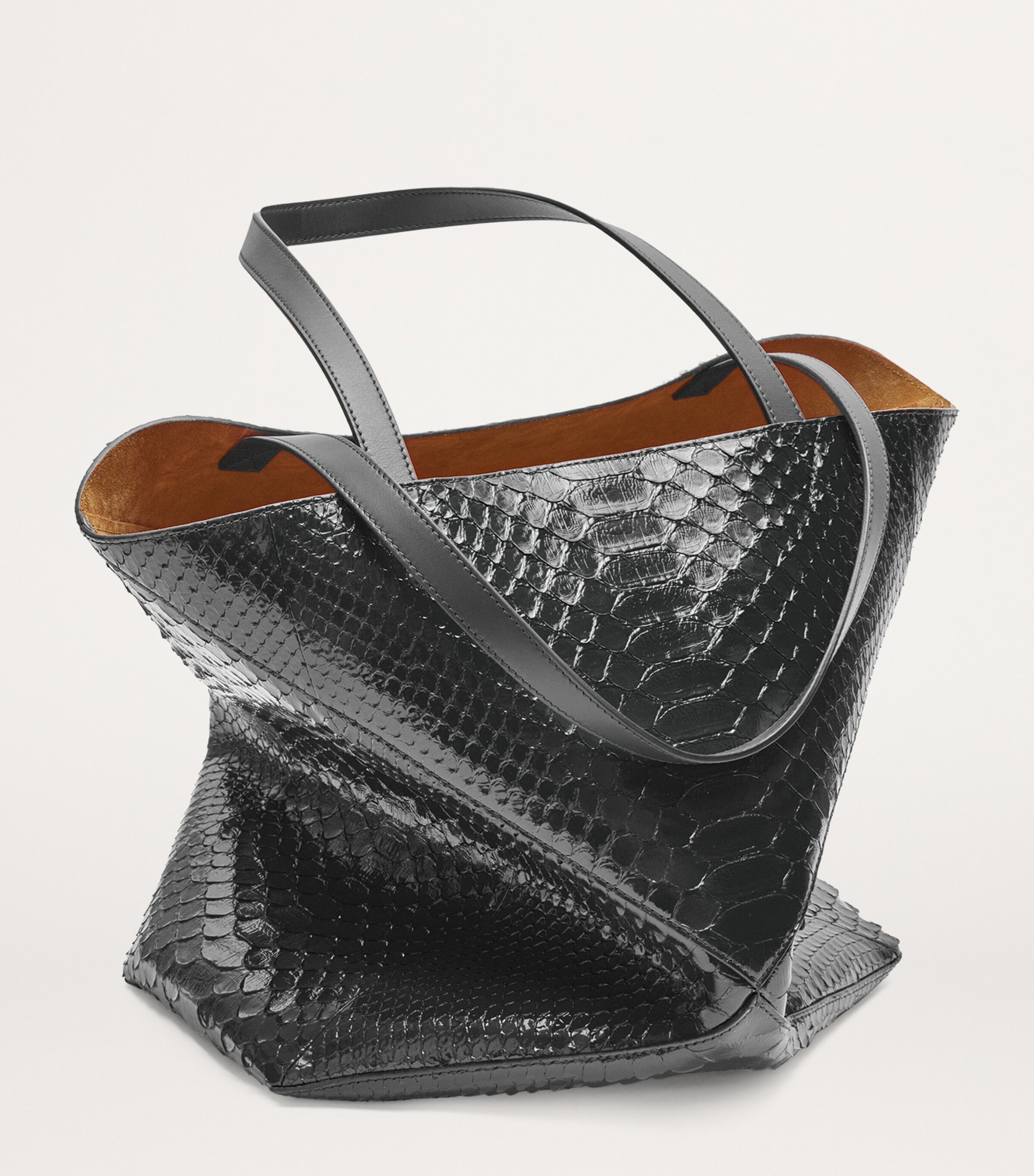 LOEWE Black Large Snakeskin Puzzle Fold Tote Bag | Harrods US