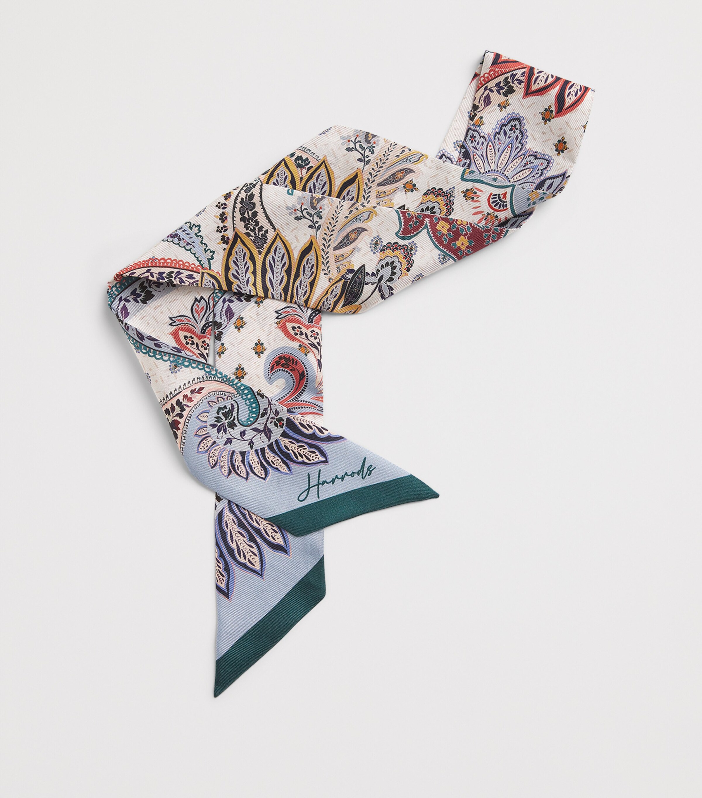 Harrods Multi Silk Paisley Print Scarf | Harrods UK