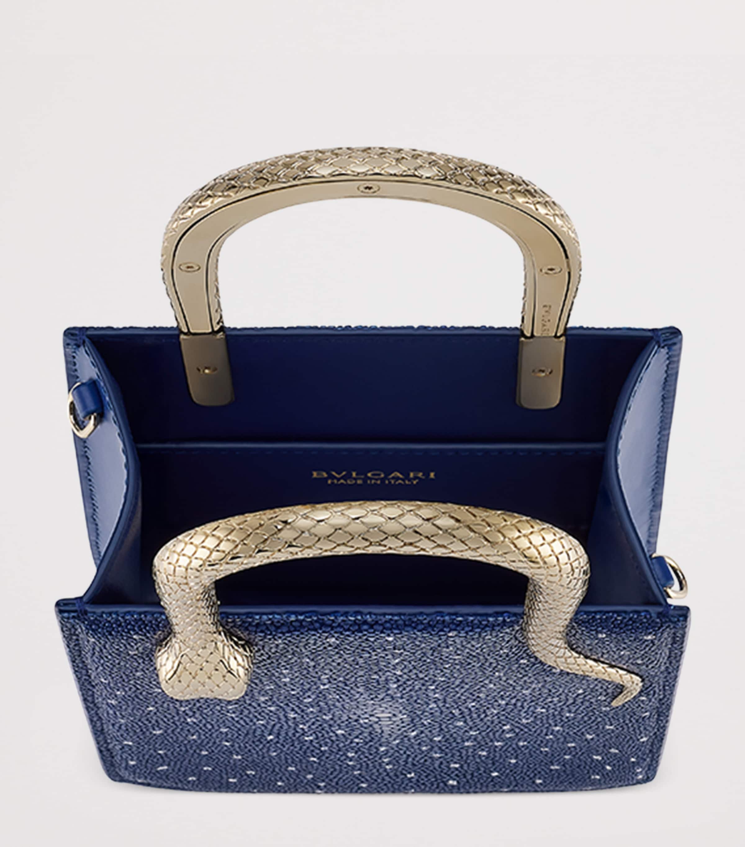 Bvlgari Blue Mini Galuchat Leather Serpentine Tote Bag | Harrods CA