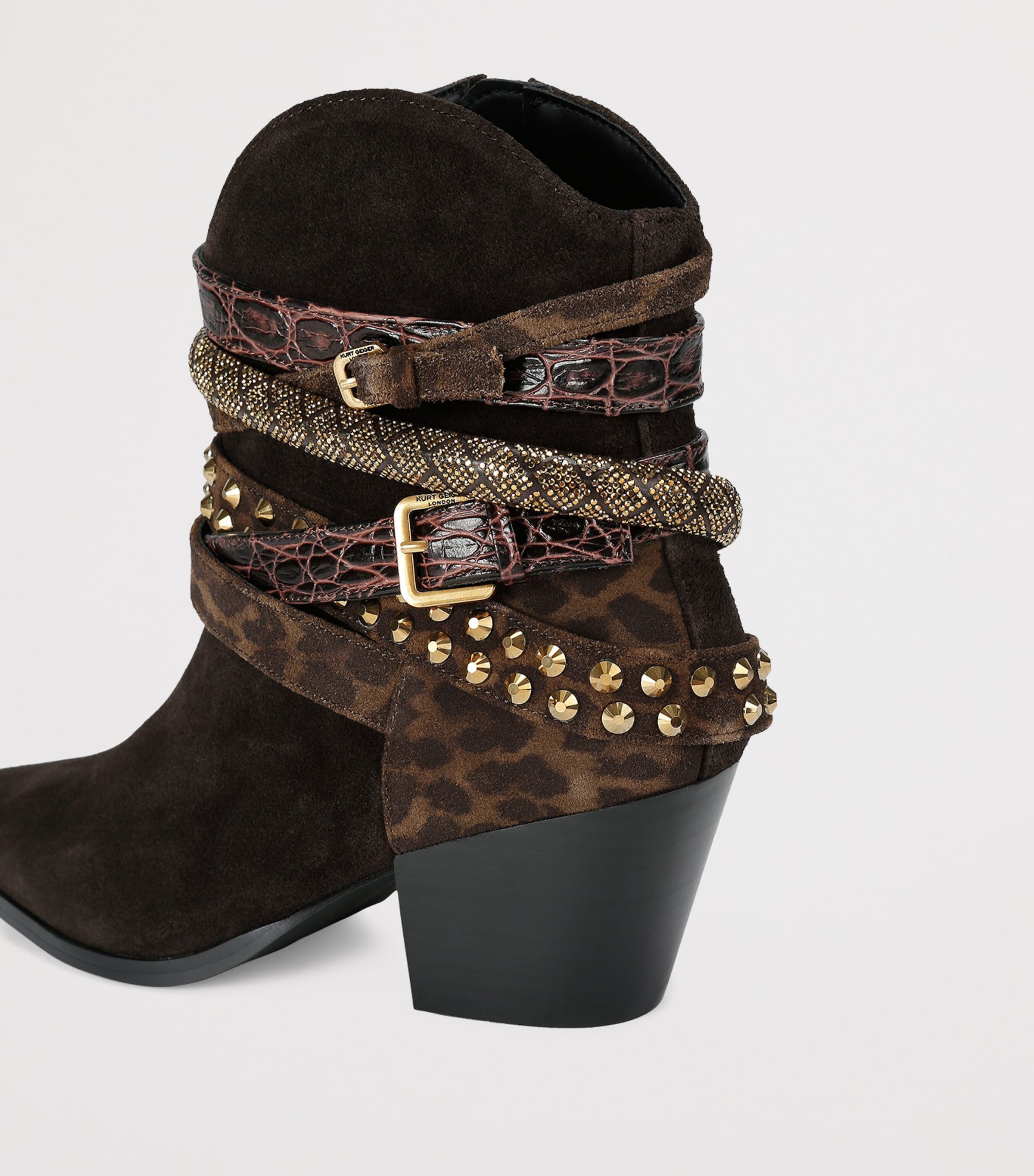 Kurt Geiger London Brown Suede Multi-Strap Western Ankle Boots | Harrods DE