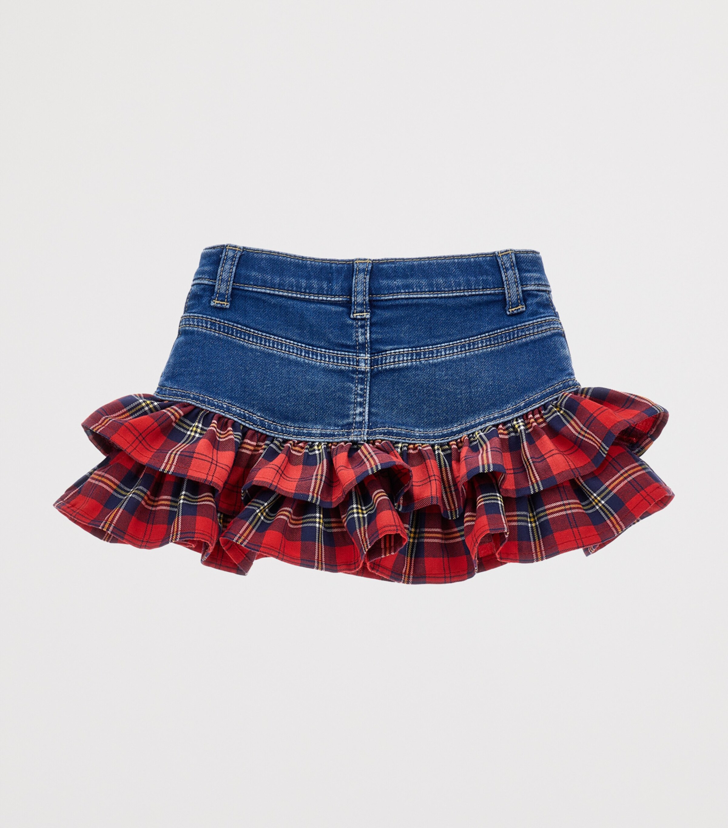 Monnalisa Multi Denim Tartan-Ruffle Mini Skirt (3-36 Months) | Harrods AU