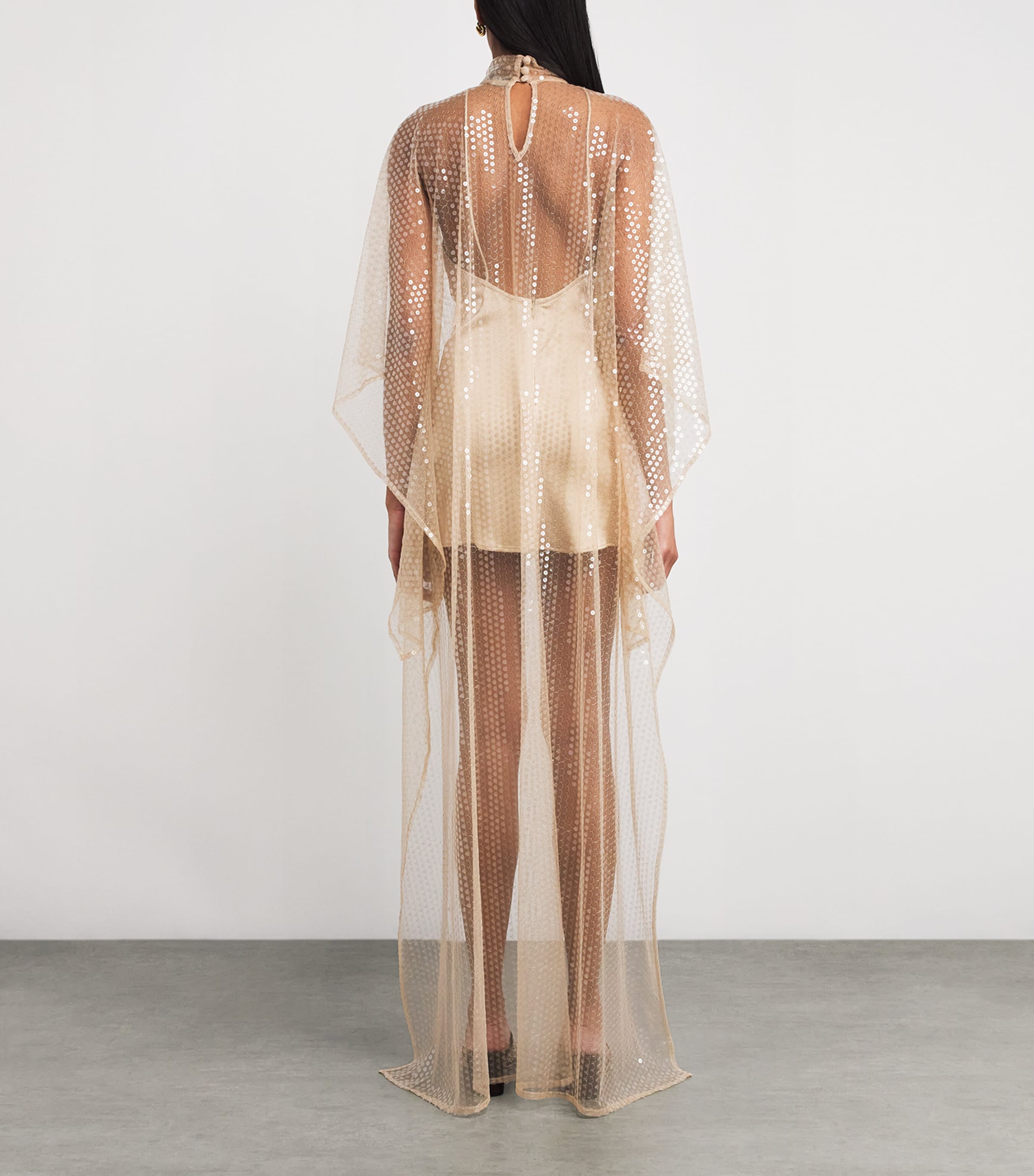 Taller Marmo Beige Sequinned Denver Disco Kaftan Mini Dress | Harrods NZ