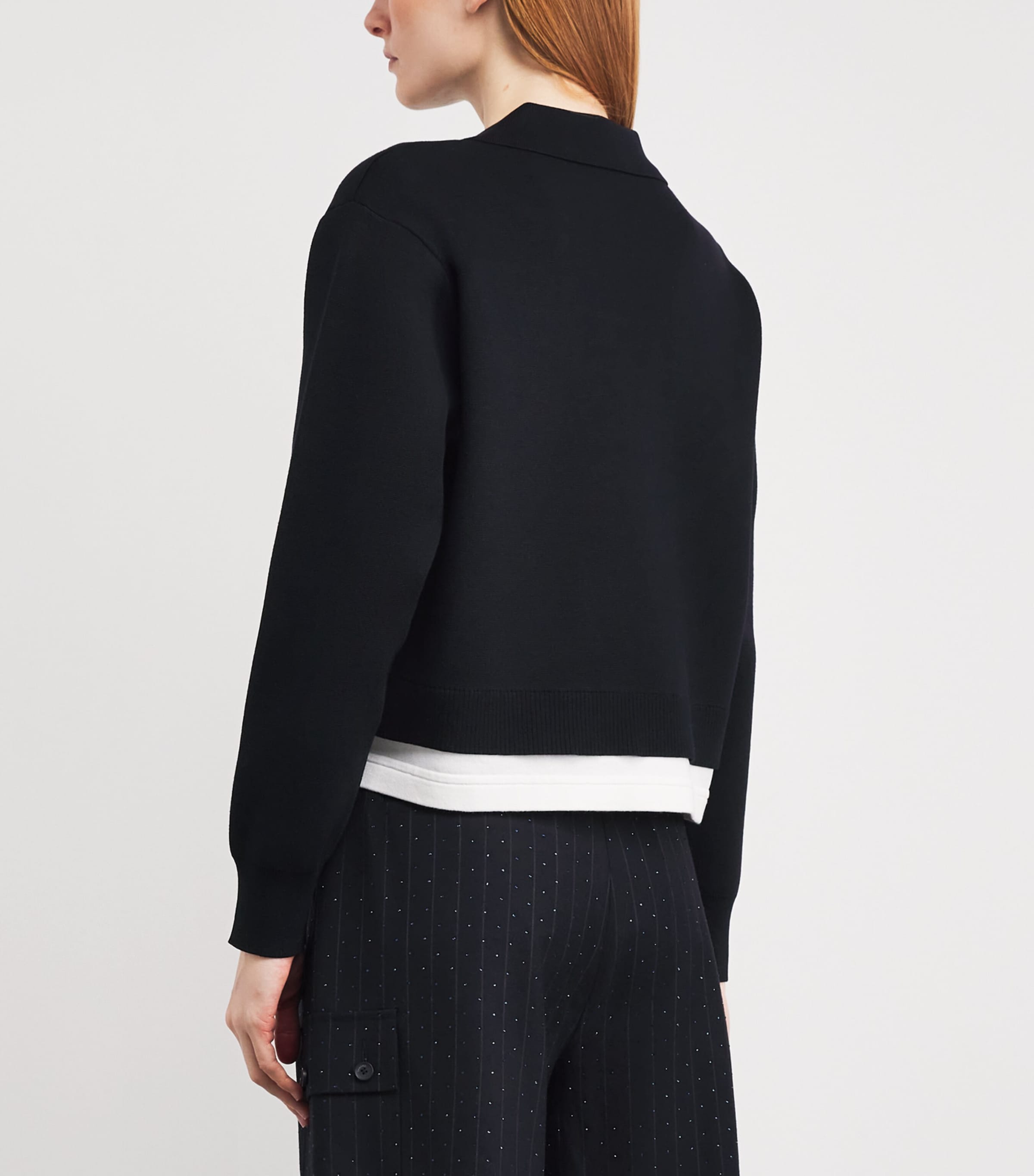 Sandro Paris Blue Knitted Layered Polo Shirt | Harrods UK