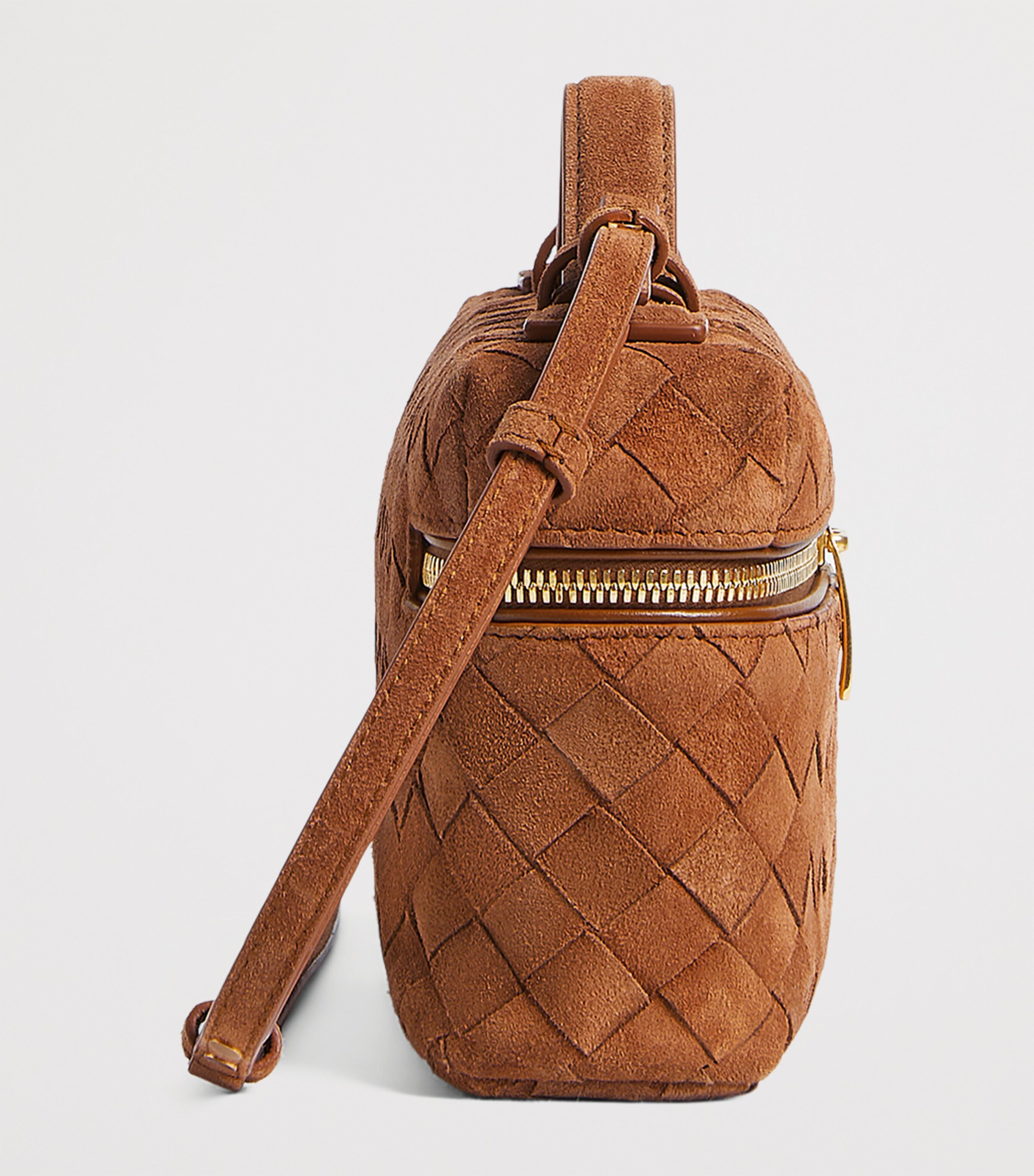 Bottega Veneta Suede Bang Bang Vanity Case Top-Handle Bag | Harrods CA