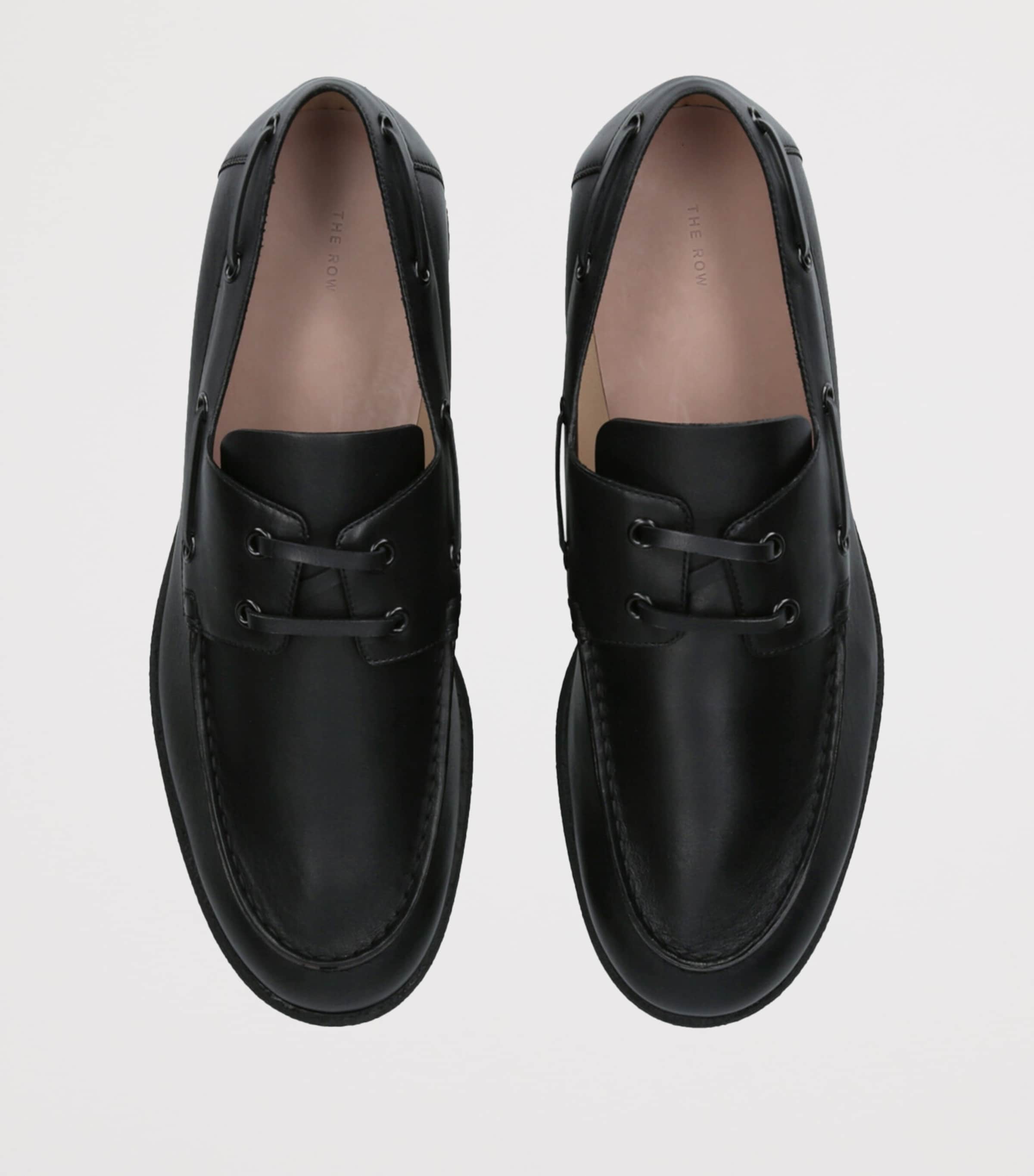 The Row Black Novus Leather Sailor Shoes | Harrods AU