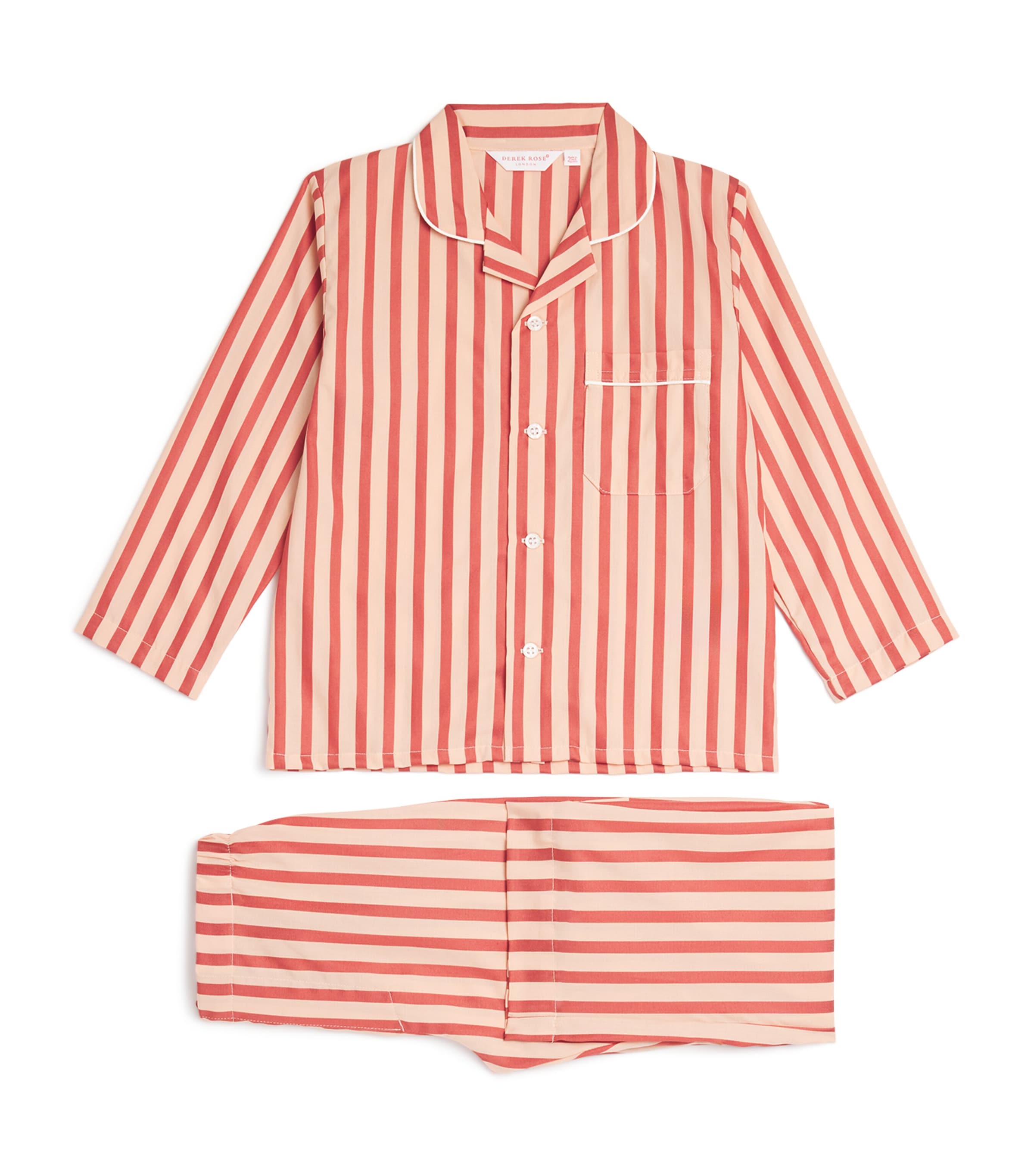 Derek Rose Kids Red Cotton Stripe Capri Pyjamas (3-16 Years) | Harrods HK