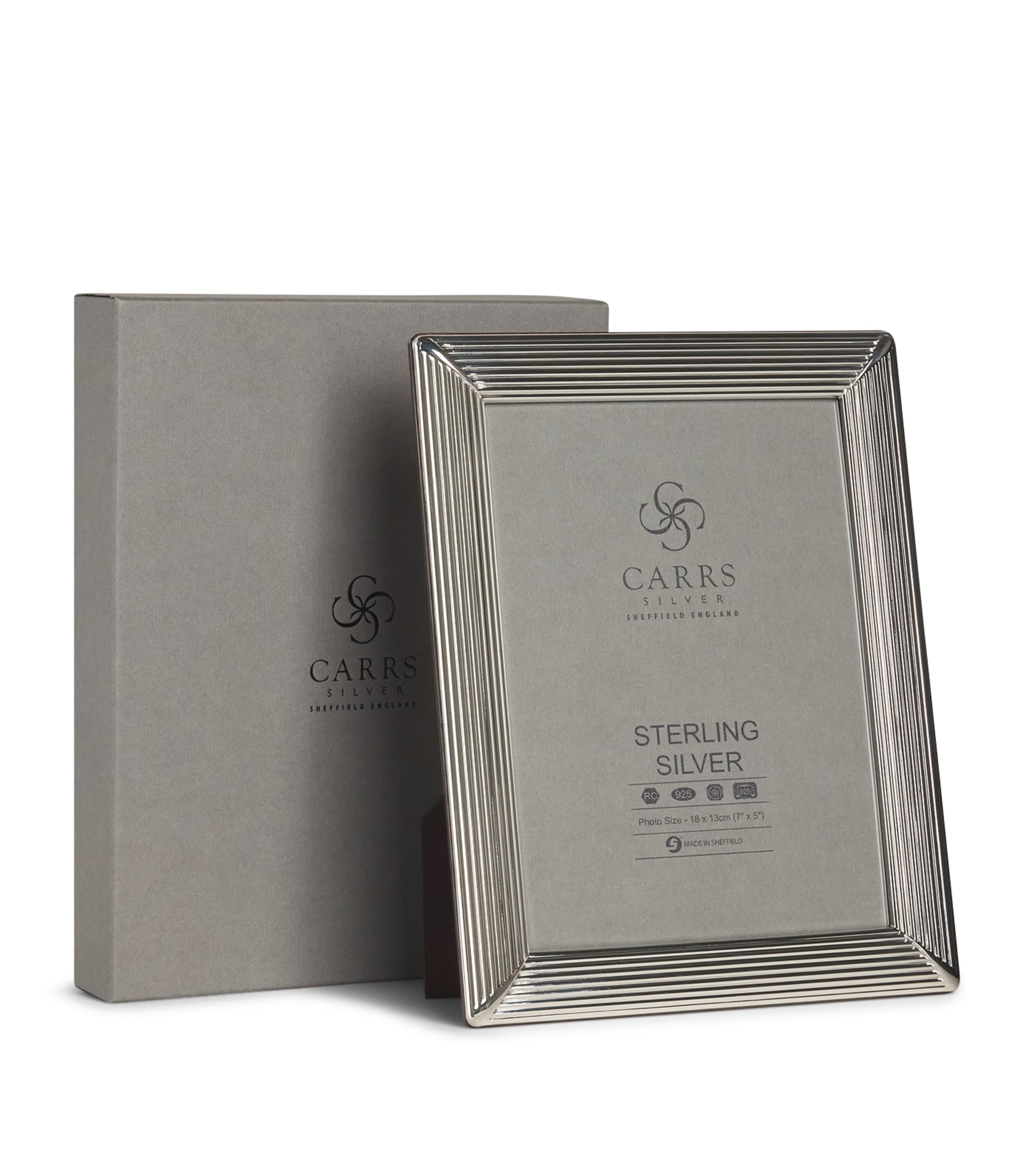 Carrs Silver Sterling Silver Fluted Photo Frame with Wood Back (6" x 4 ...