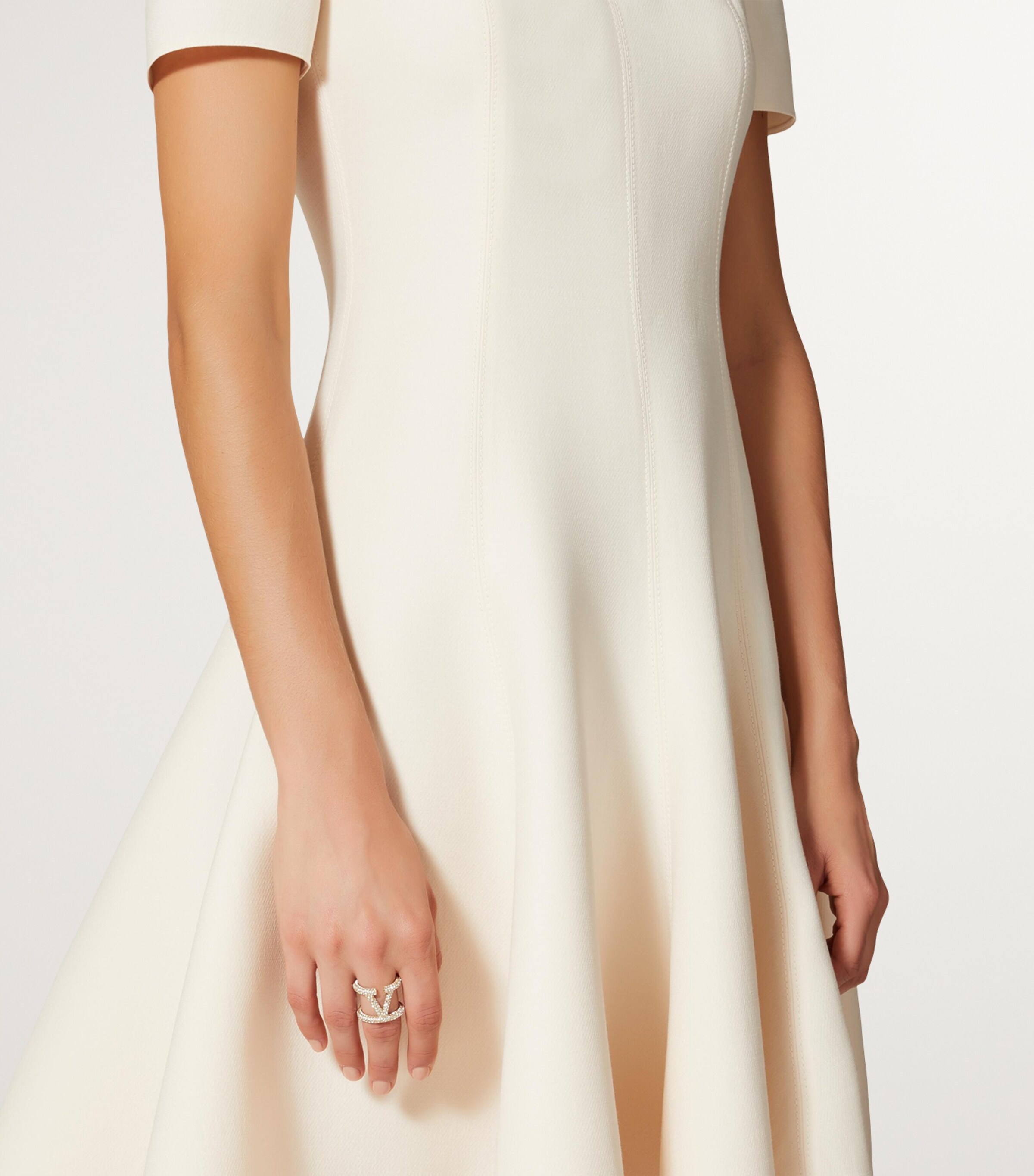 Valentino Garavani Crystal-Embellished VLogo Ring | Harrods UK