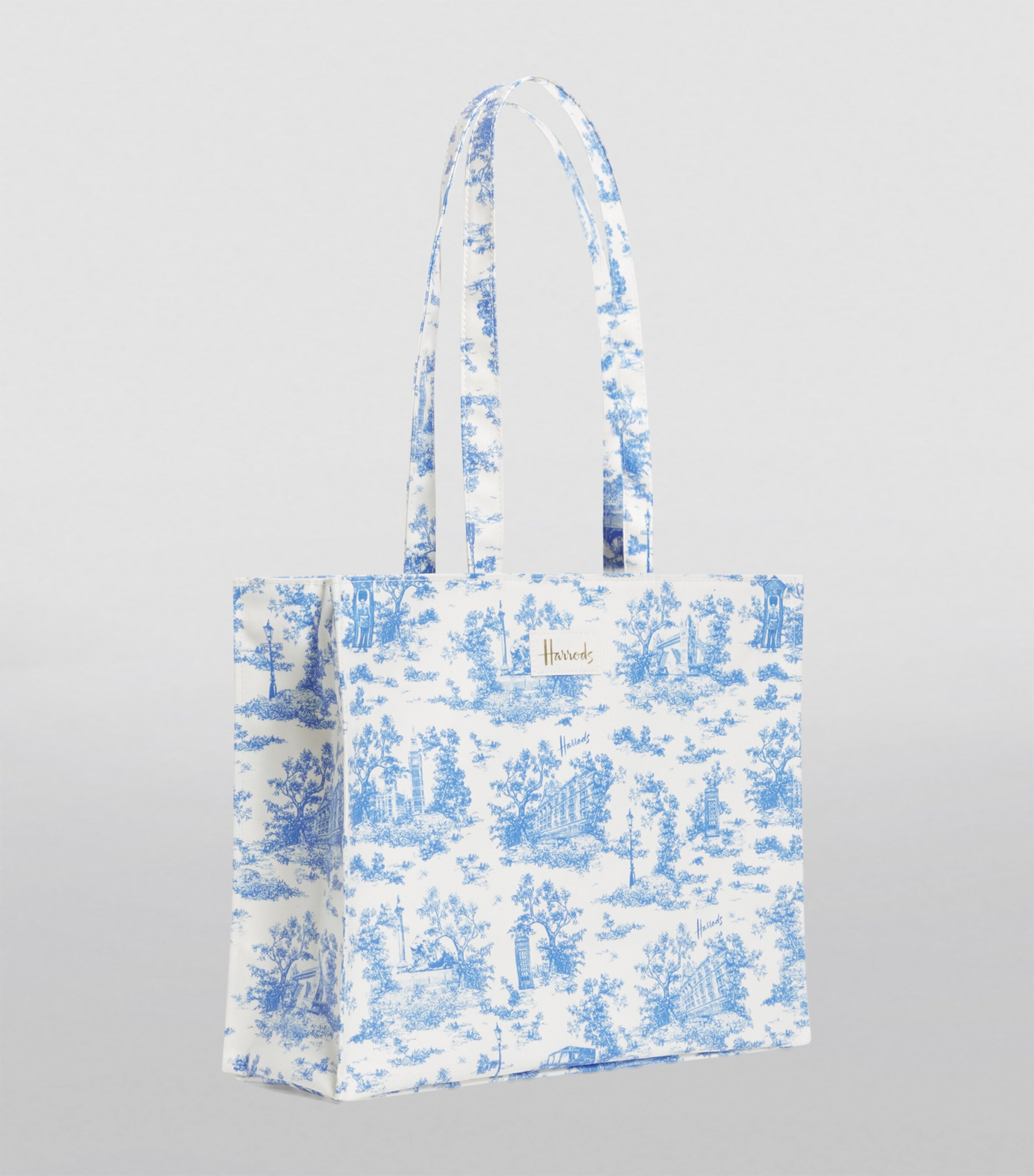 Harrods Blue Toile Shoulder Tote Bag | Harrods UK