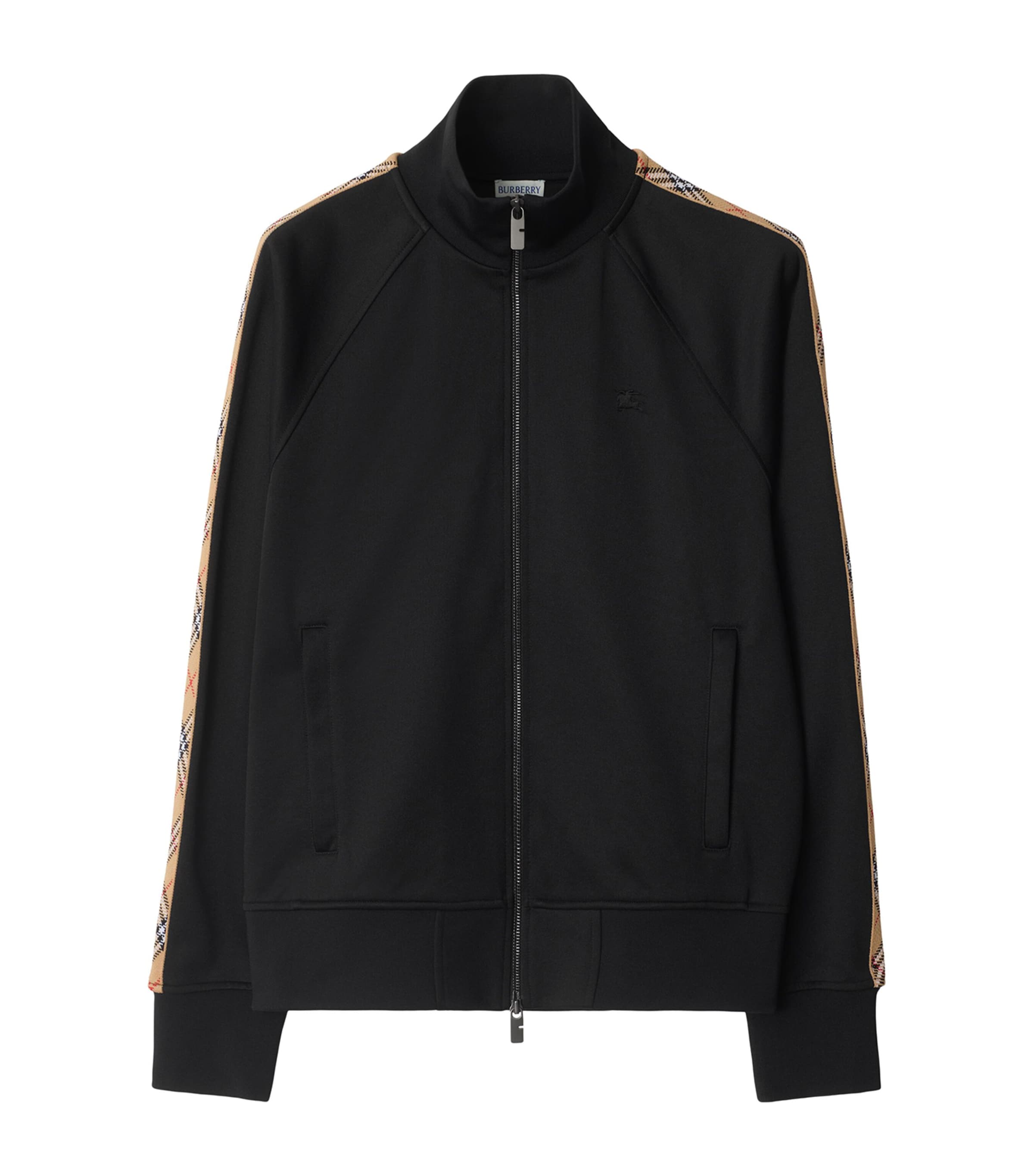 Burberry Black Check-Trim Track Jacket | Harrods US