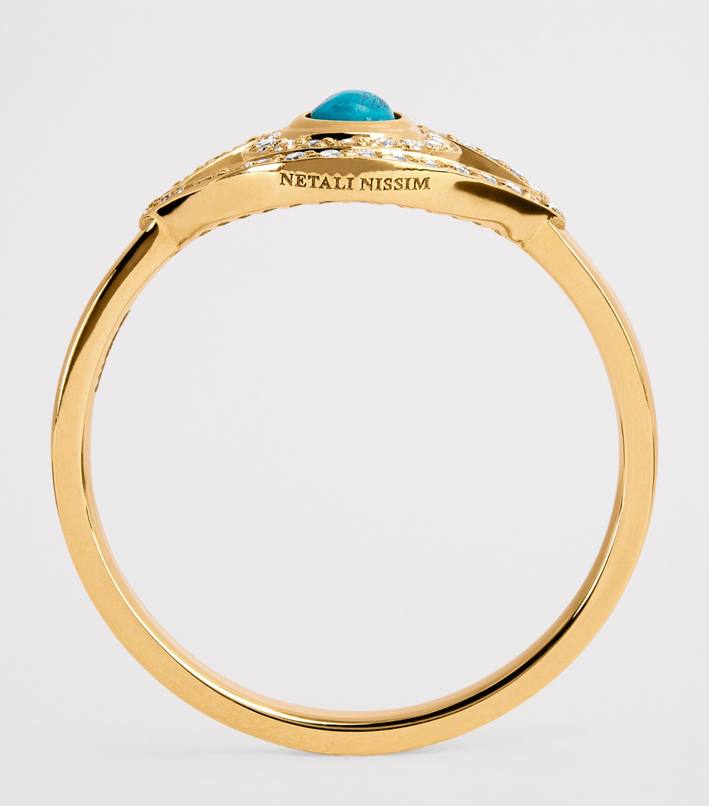 Netali Nissim Yellow Gold, Diamond and Turquoise Mini Evil Eye Ring ...