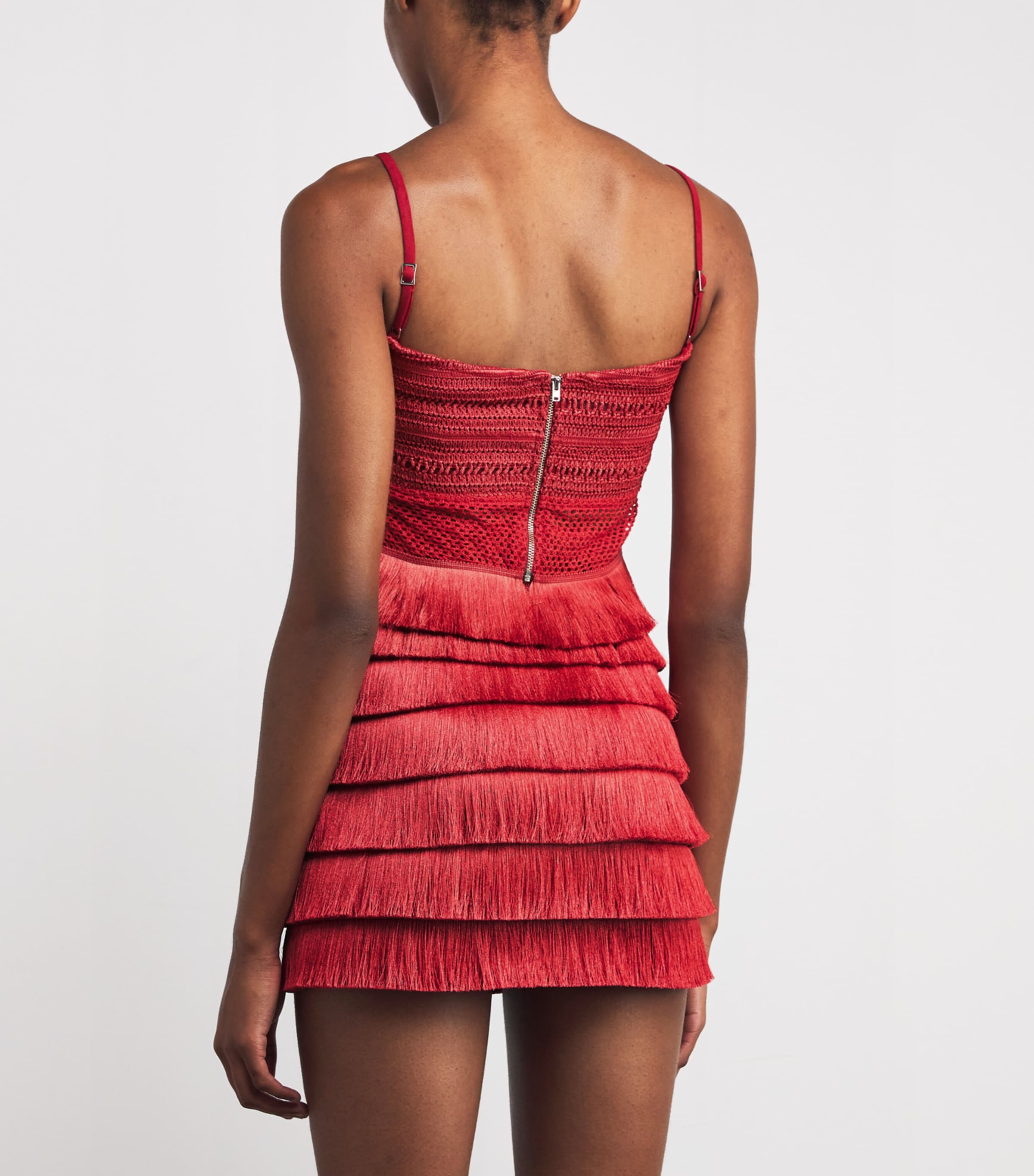 PatBO Red Fringed Radiant Crop Top | Harrods US
