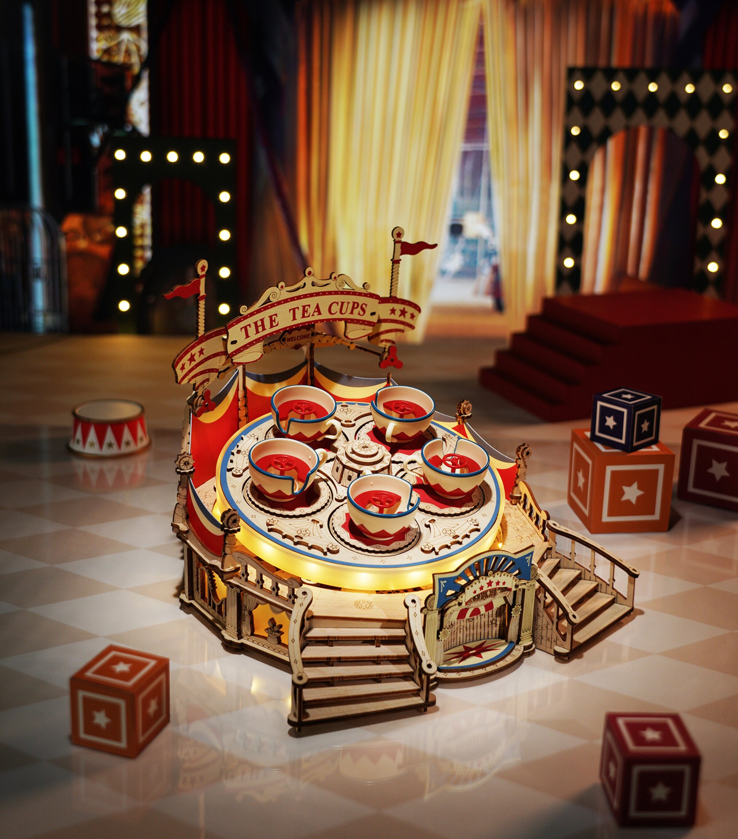 Robotime Musical Tilt-A-Whirl Tea Cup Ride Buildable Toy | Harrods UK