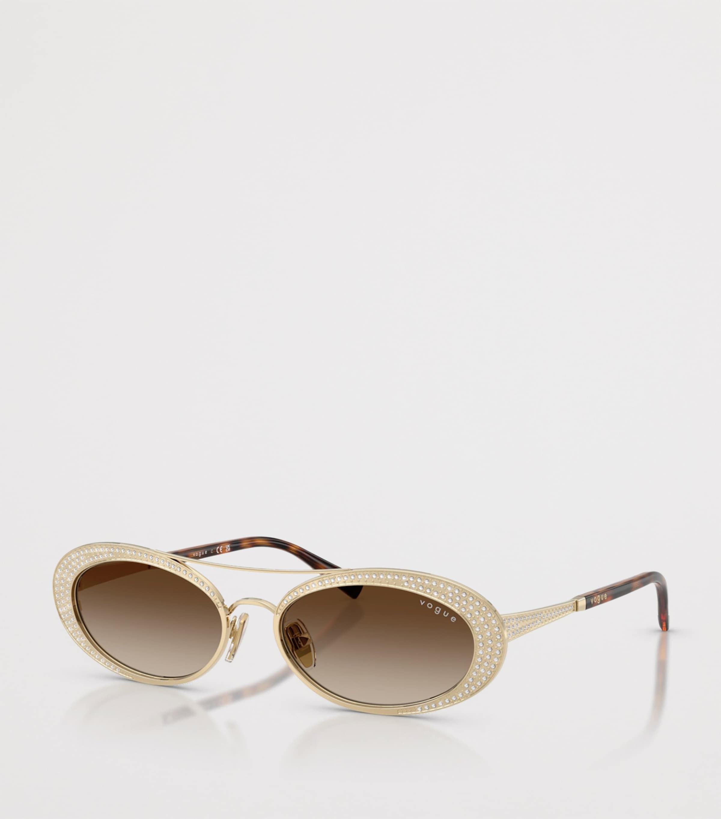 Vogue Gold Rhinestone Oval Sunglasses | Harrods UK