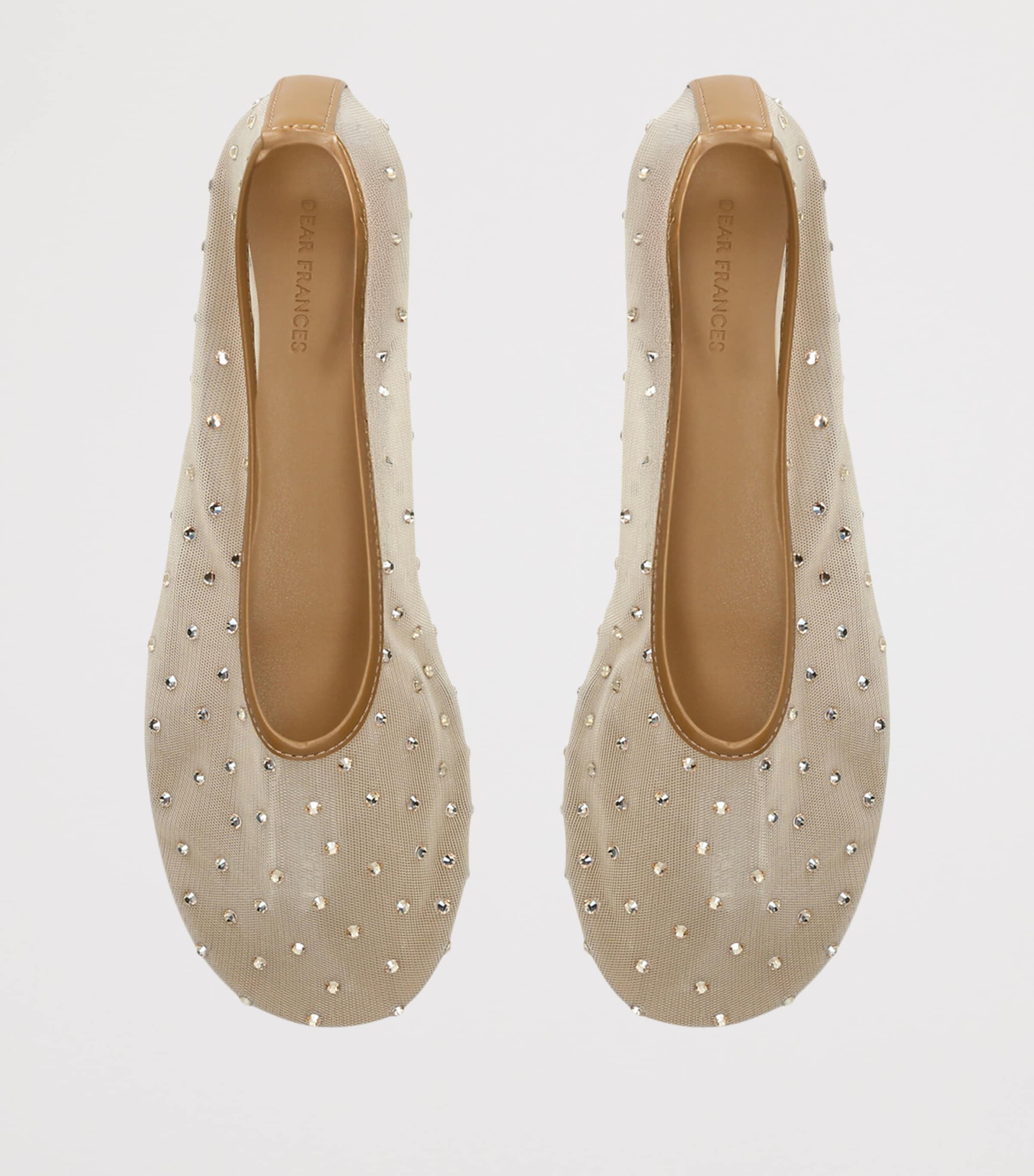 Dear Frances Beige Mesh Embellished Balla Ballet Flats | Harrods AU