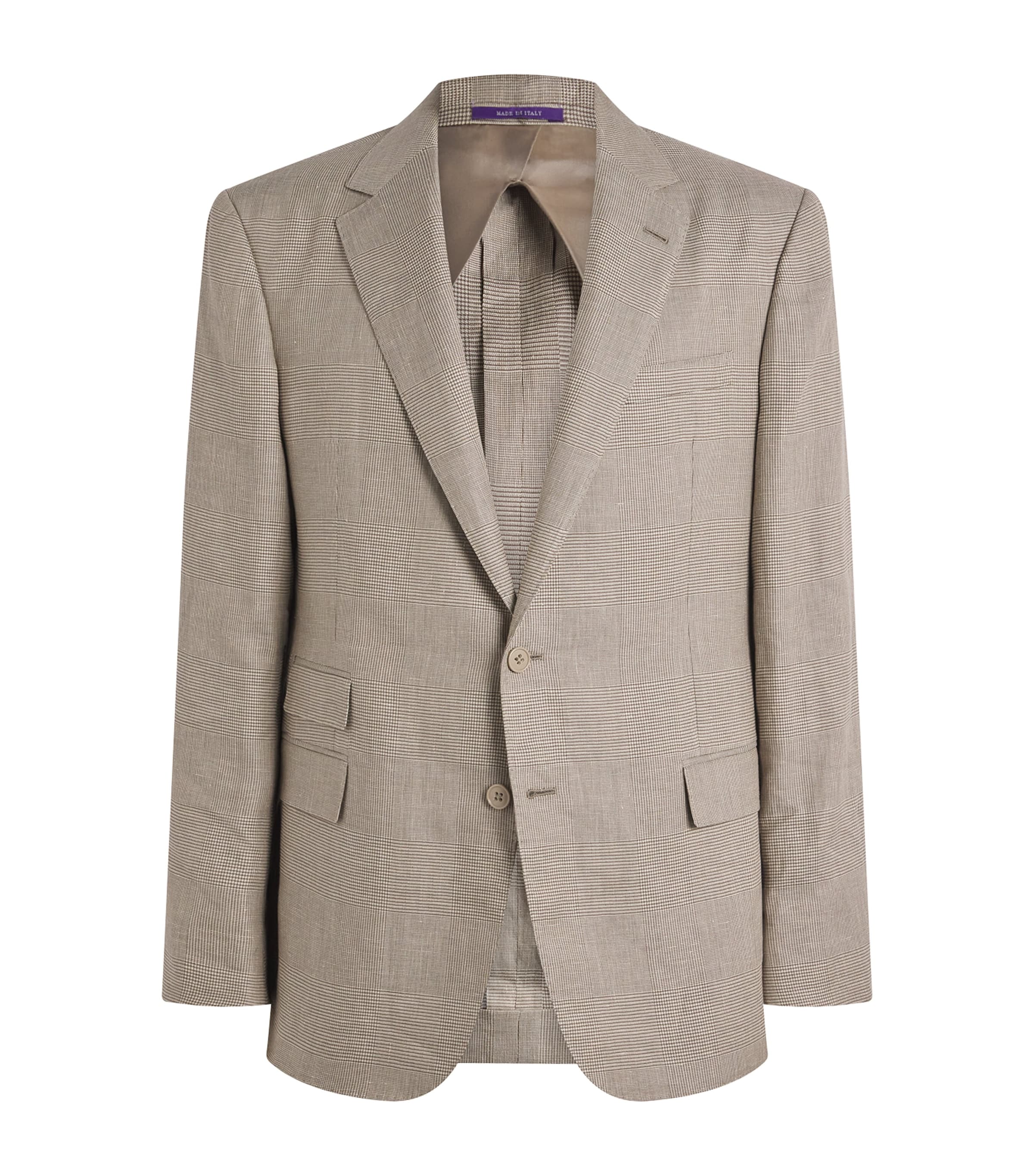 Ralph Lauren Purple Label Beige Linen-Silk Check Kent Blazer | Harrods US