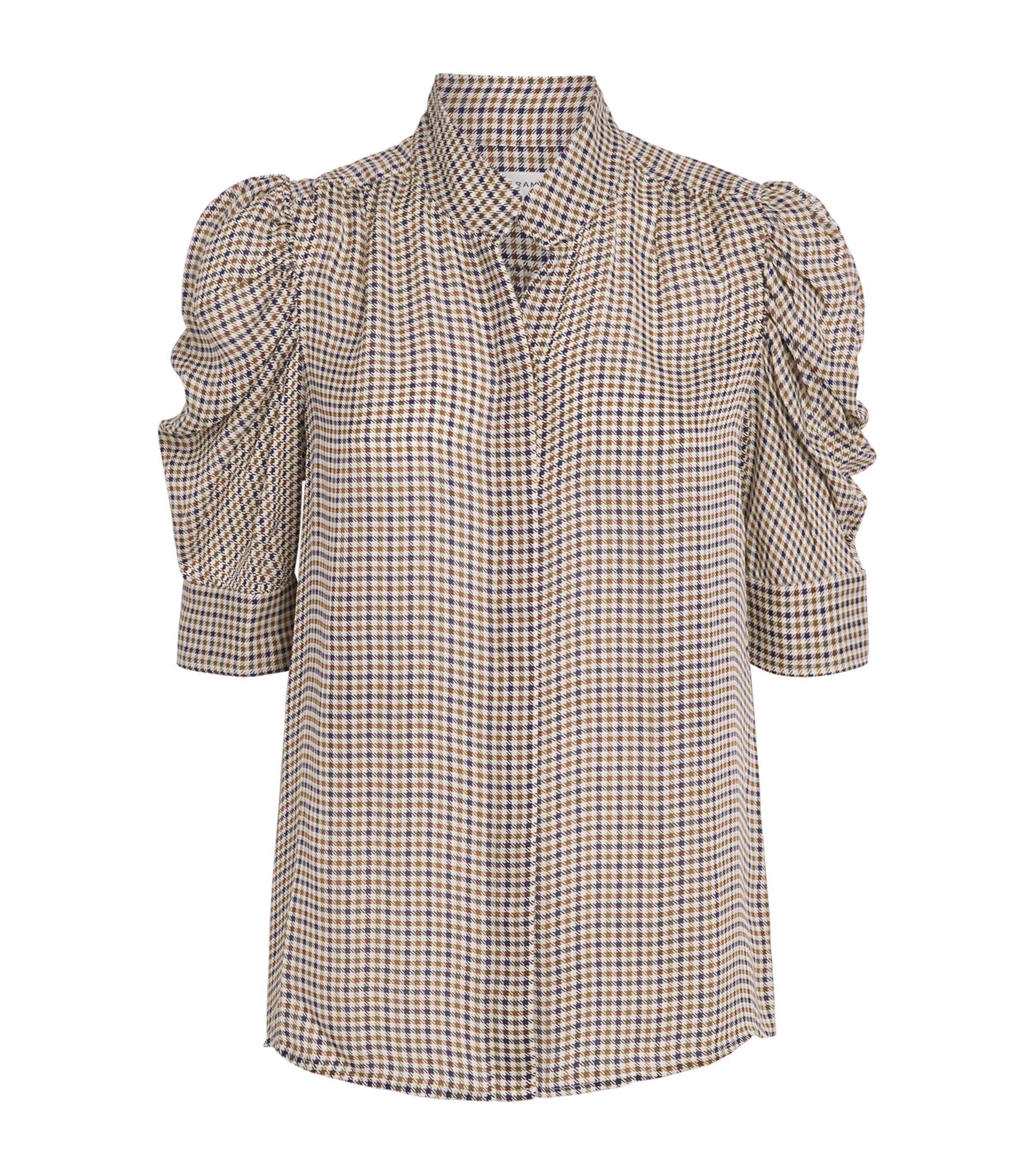 FRAME Ivory Silk Houndstooth Gillian Top | Harrods UK