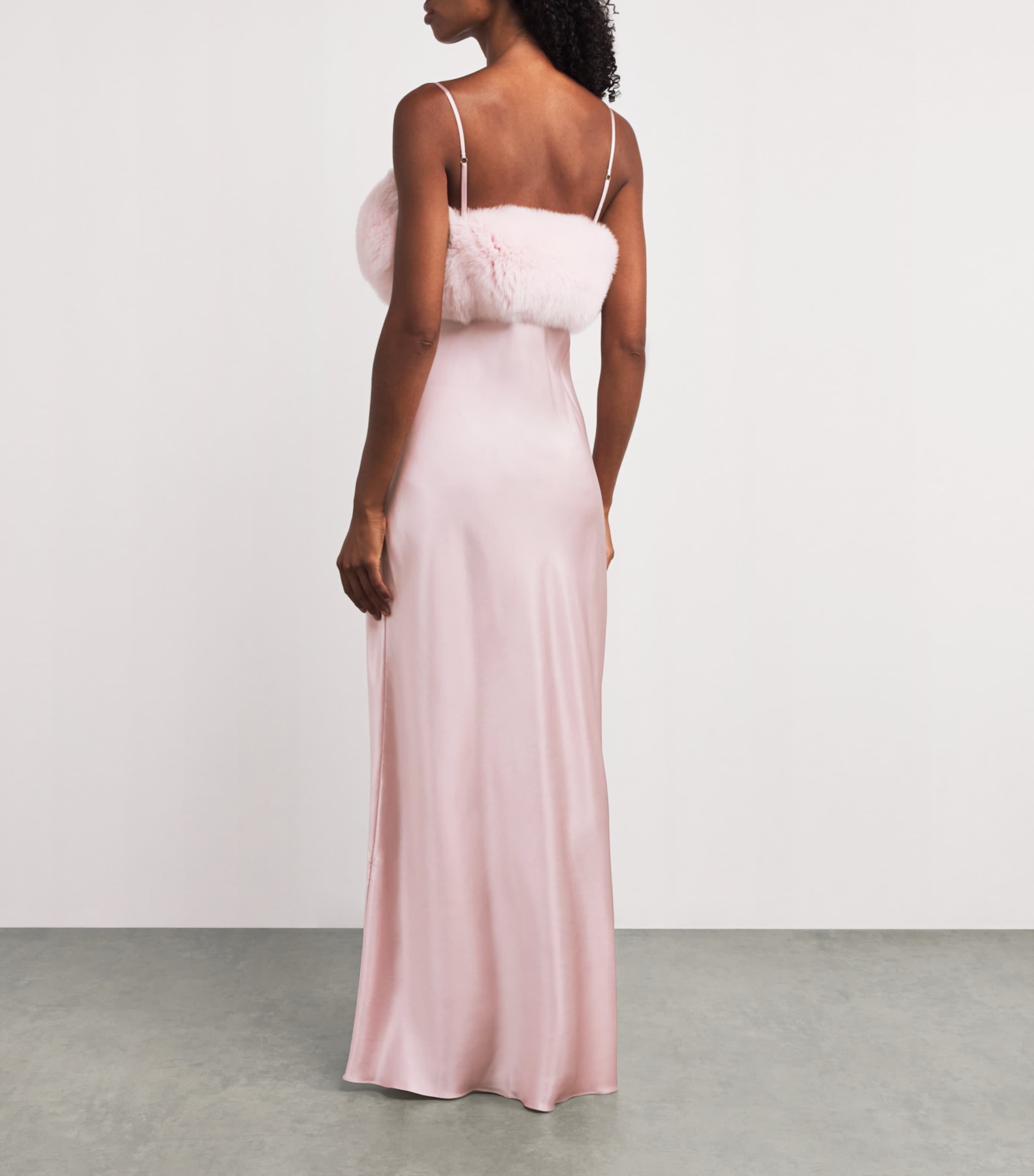 Rosamosario Purple Silk-Fox Fur Slip Dress | Harrods IN