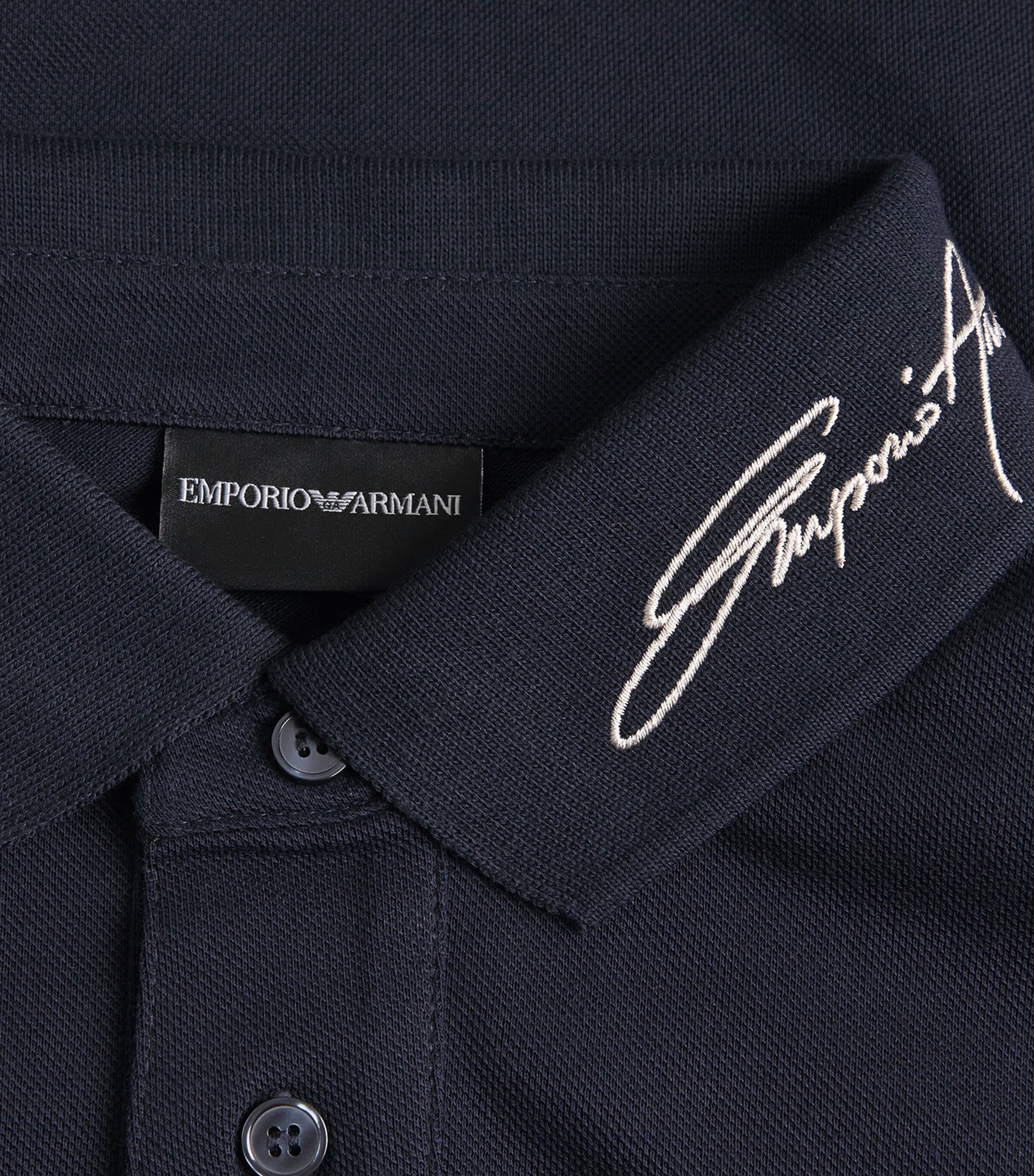 Emporio Armani Blue Cotton Piqué Signature Polo Shirt | Harrods US