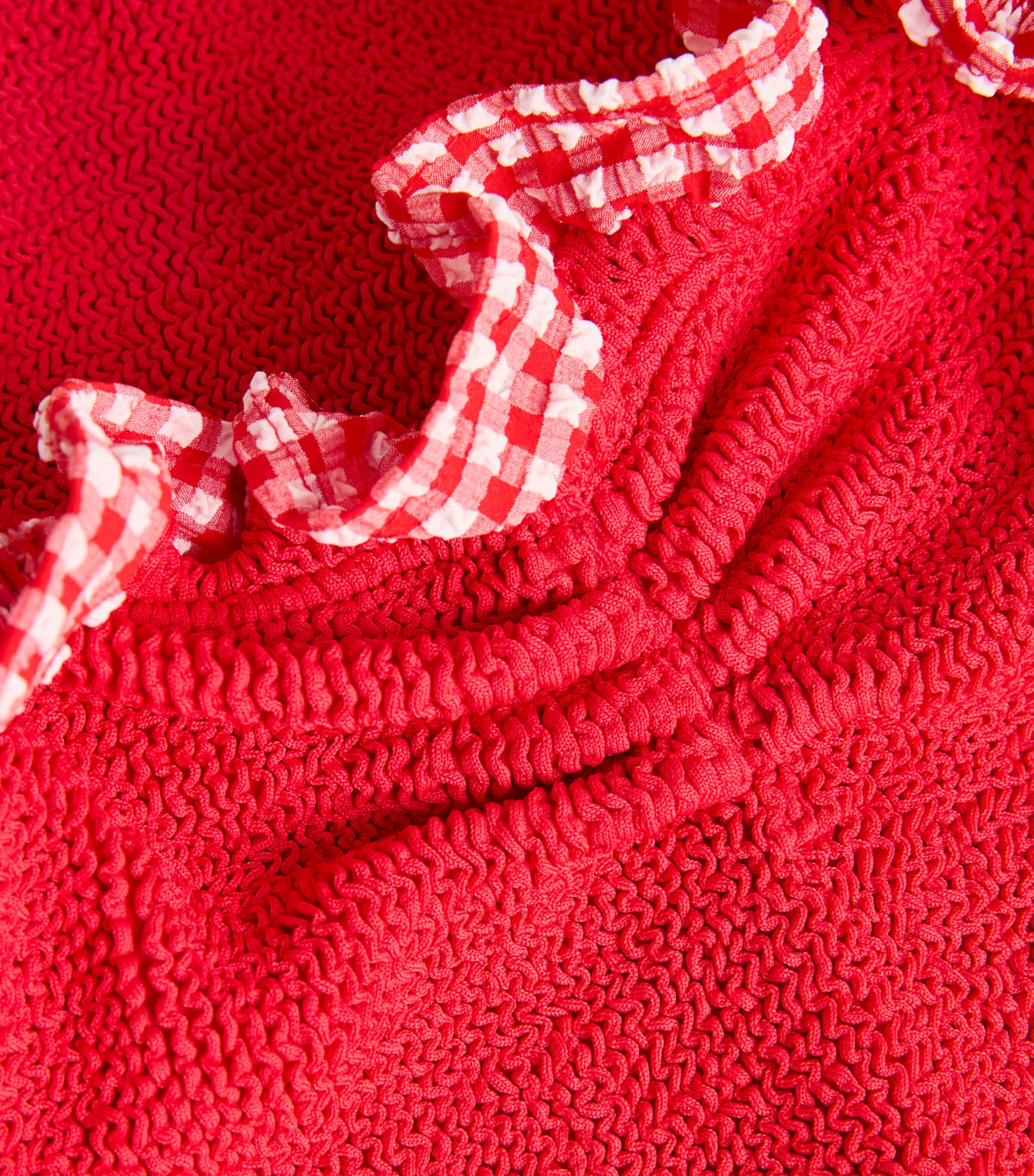 Hunza G Red Gingham-Ruffle Dolly Swimsuit | Harrods US