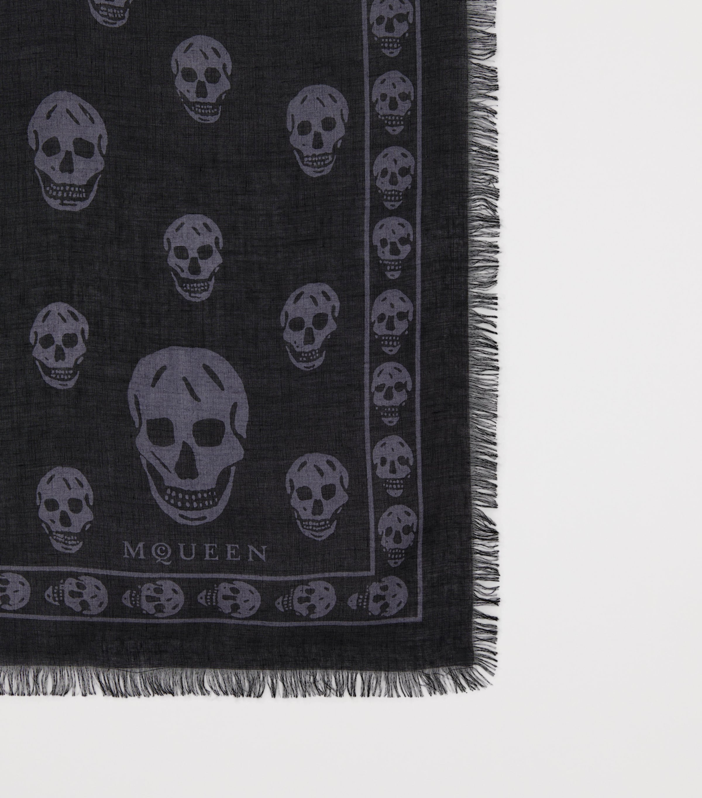 McQueen Black Silk Skull Scarf | Harrods UK