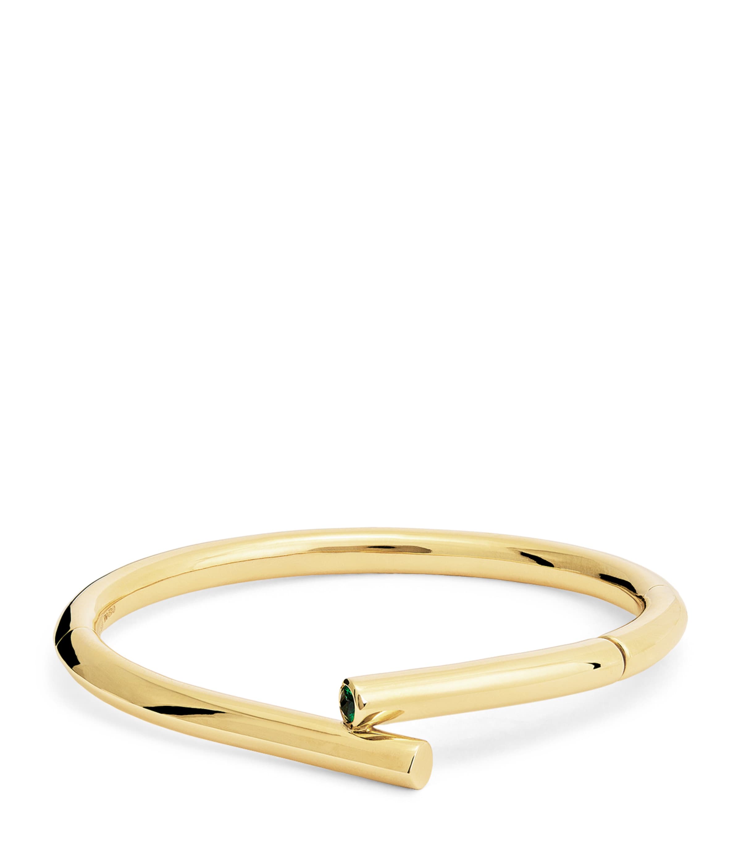 Tabayer Yellow Gold and Emerald Oera Bangle | Harrods US