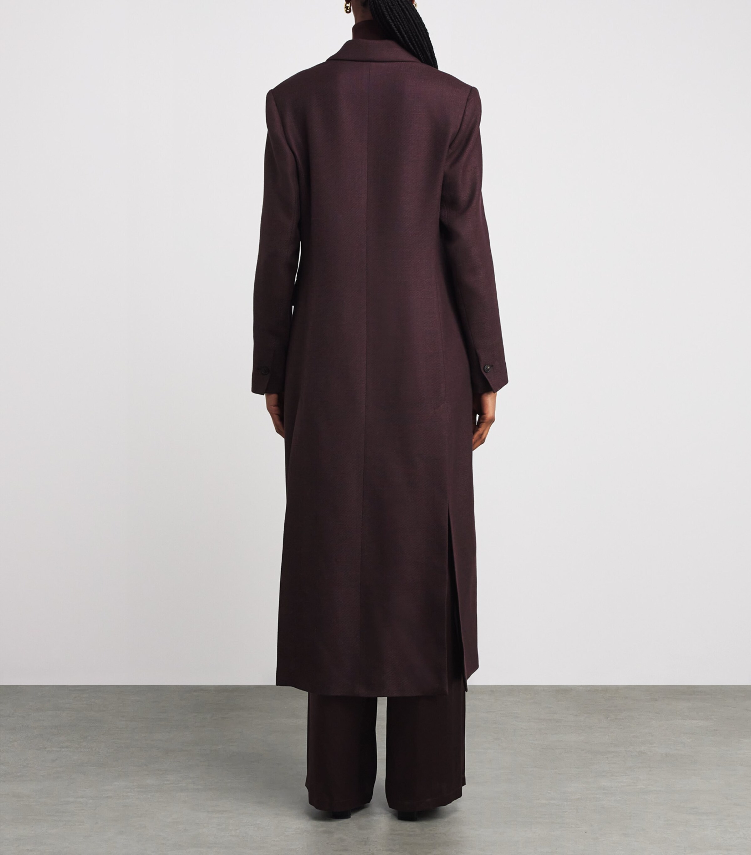 Eleventy Burgundy Wool-Blend Double-Breasted Duster Coat | Harrods SG