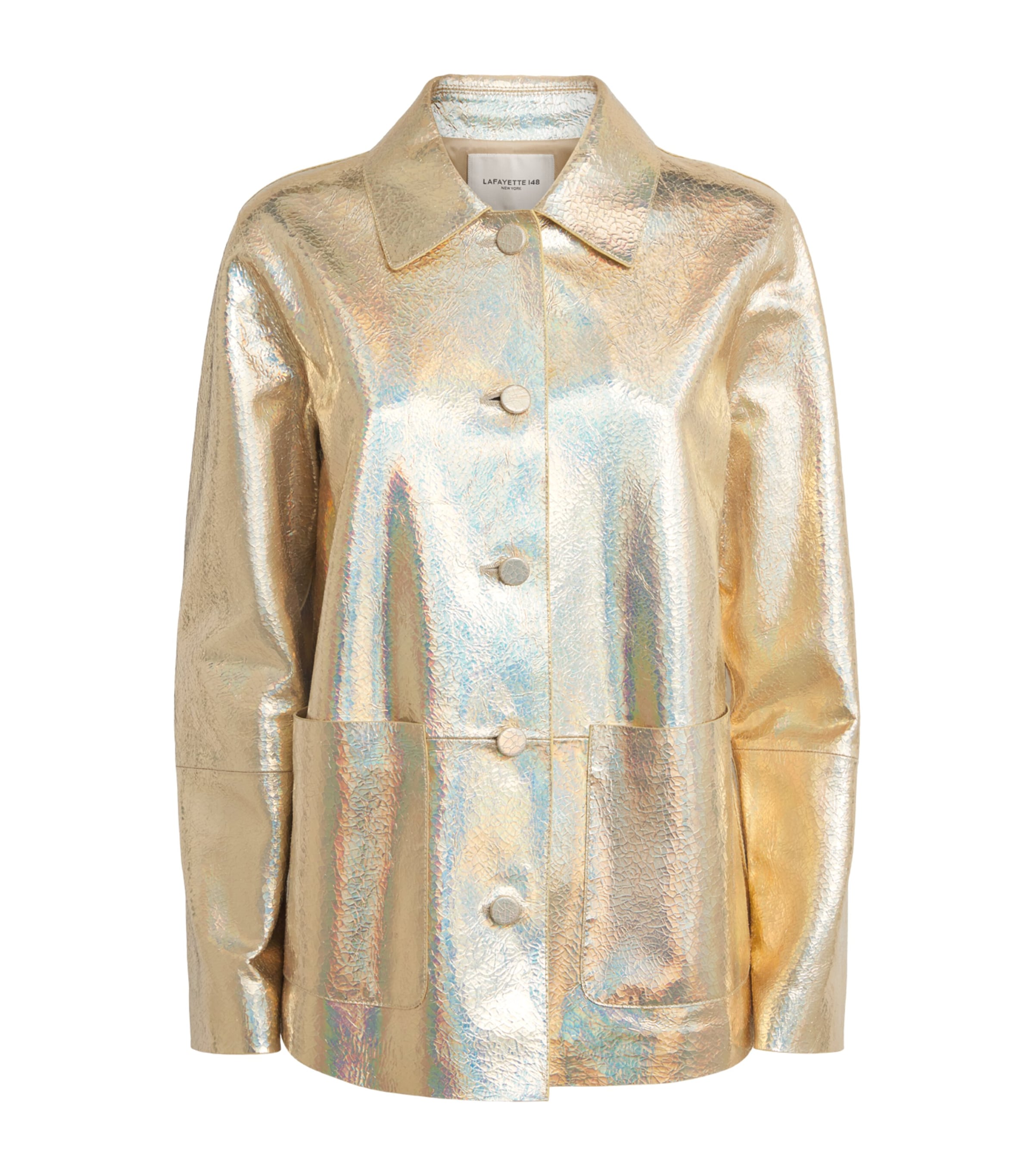 Lafayette 148 Gold Suede Metallic Jacket | Harrods UK