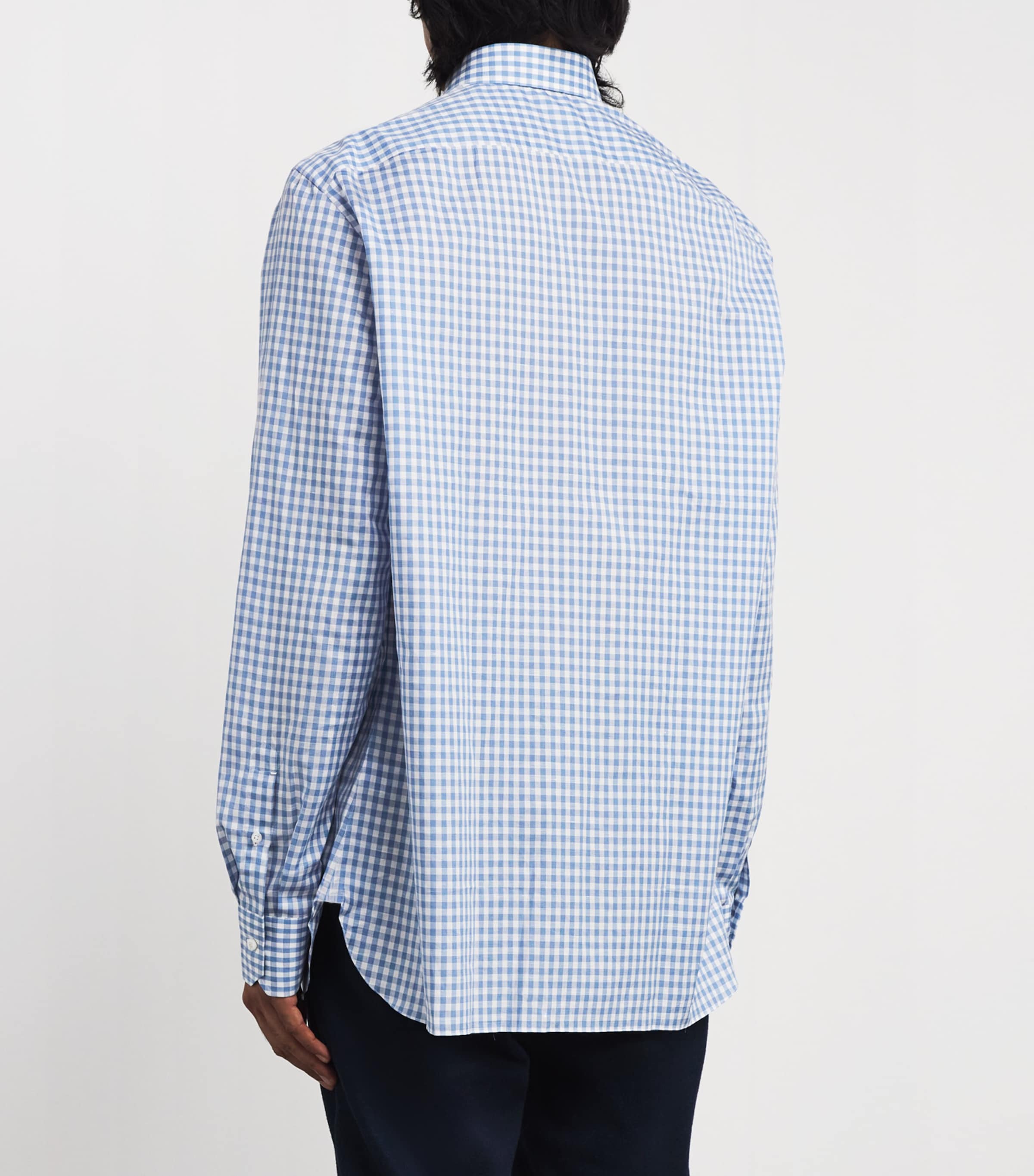 Isaia Blue Cotton-Linen Check Shirt | Harrods US