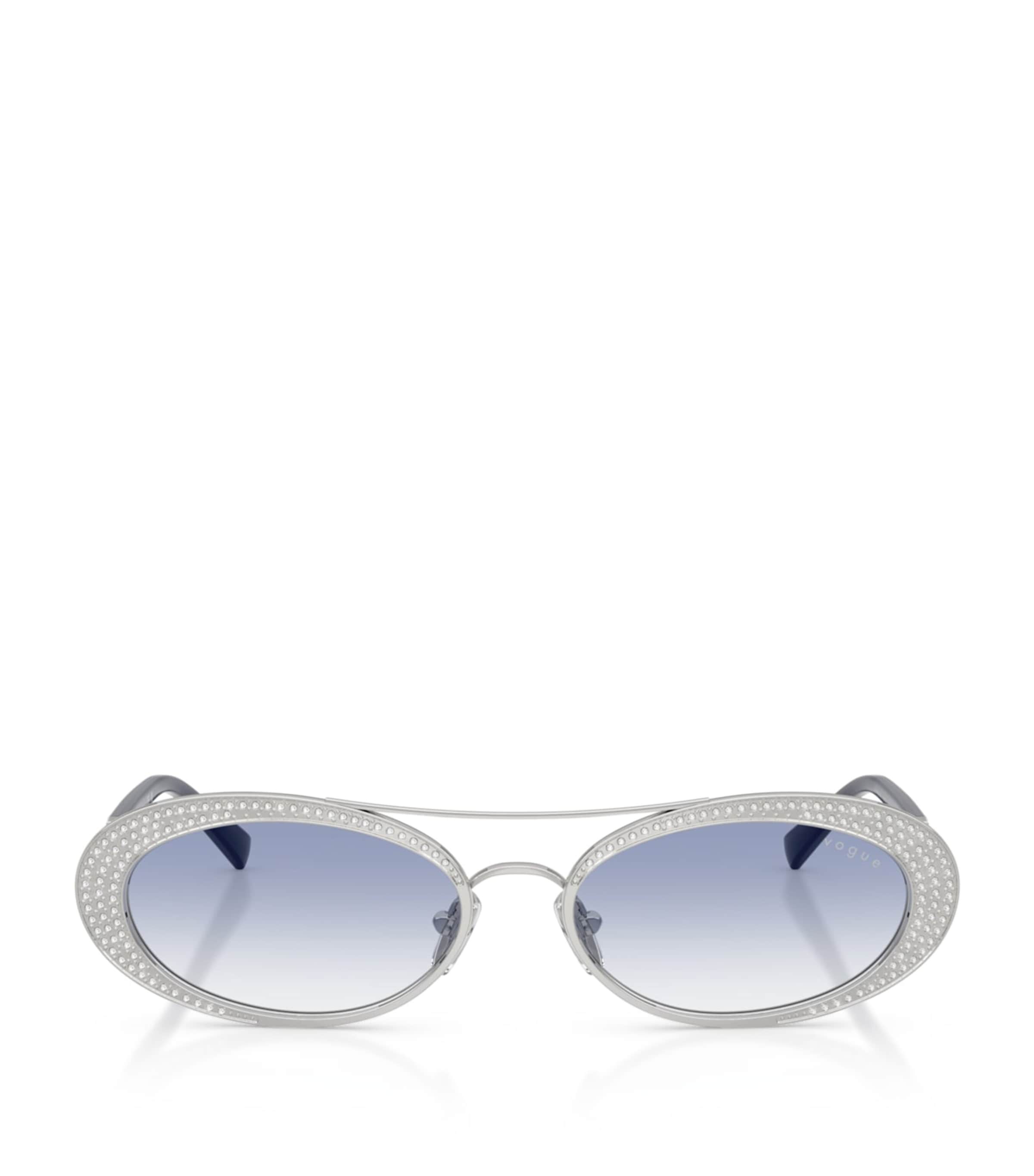 Vogue Silver Rhinestone Oval Sunglasses | Harrods AU