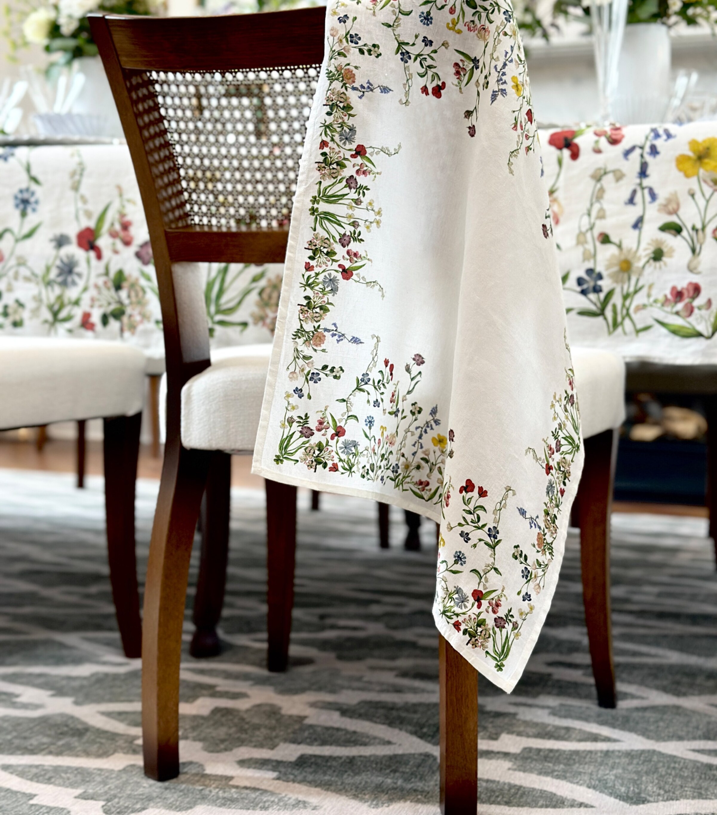 Summerill & Bishop Linen Botanical Wildflower Napkin (50cm x 50cm ...