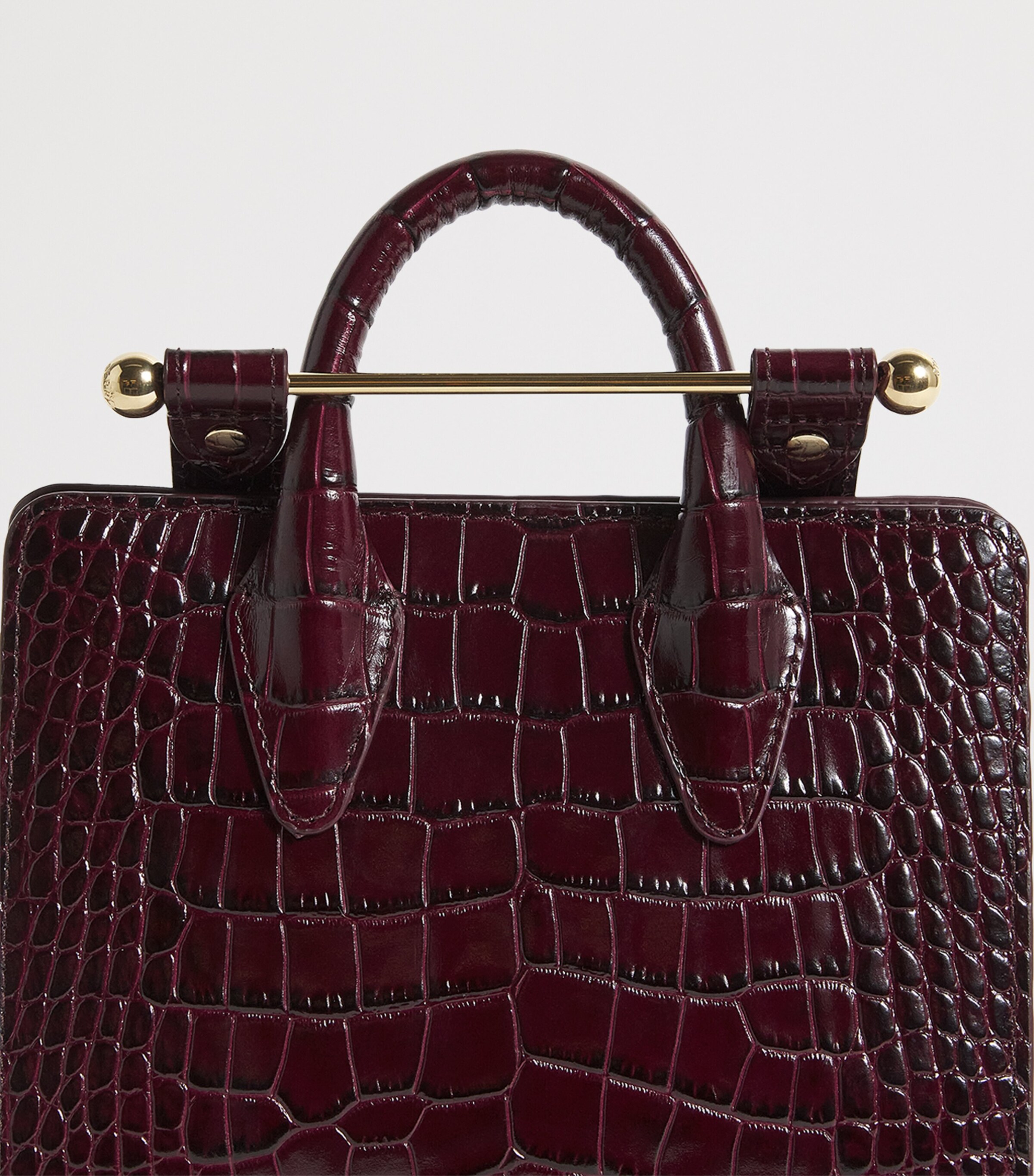 Strathberry Burgundy Croc-Embossed Leather Nano Tote Bag | Harrods UK