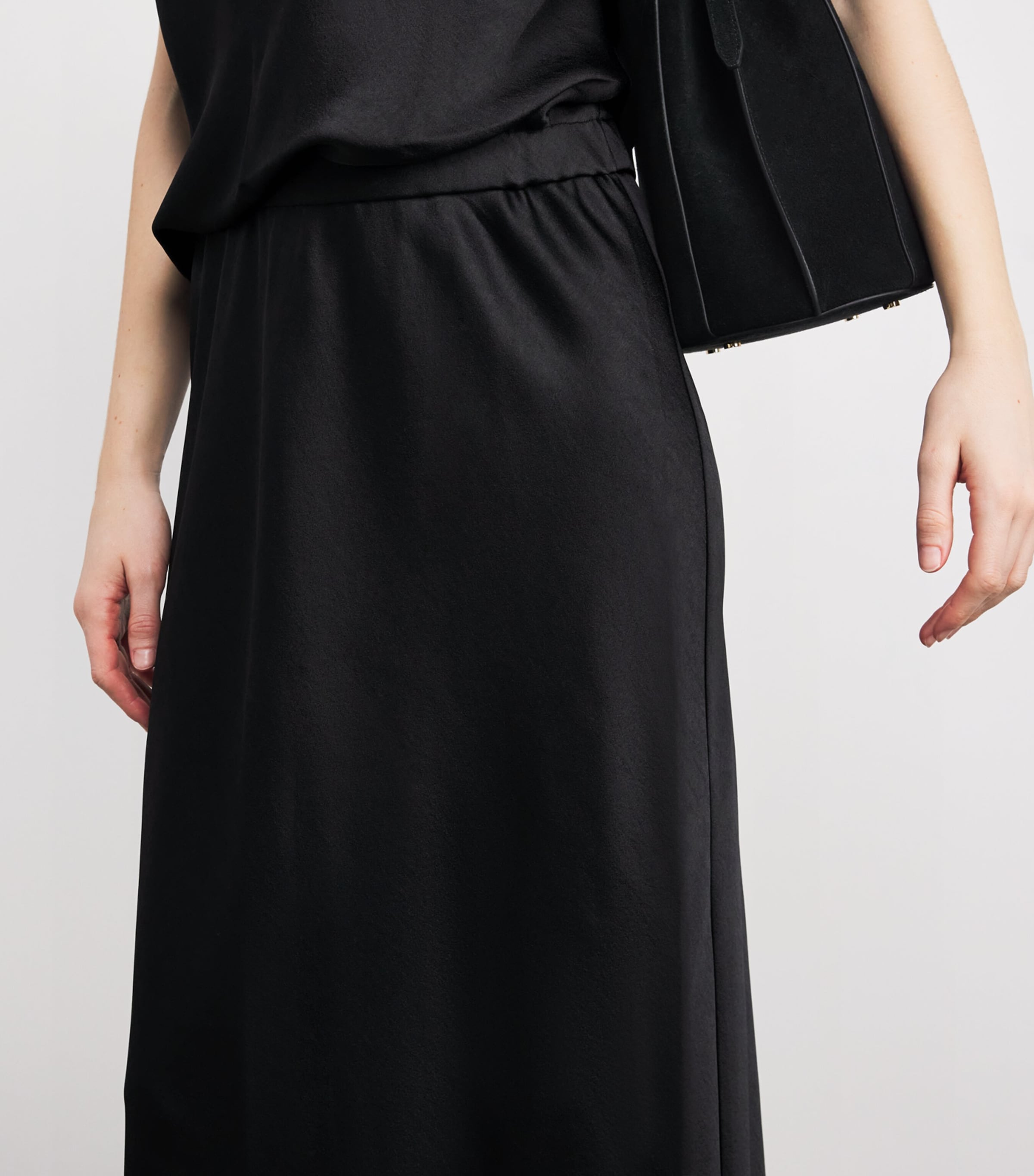 Vince Black Satin Draped Maxi Dress | Harrods IE