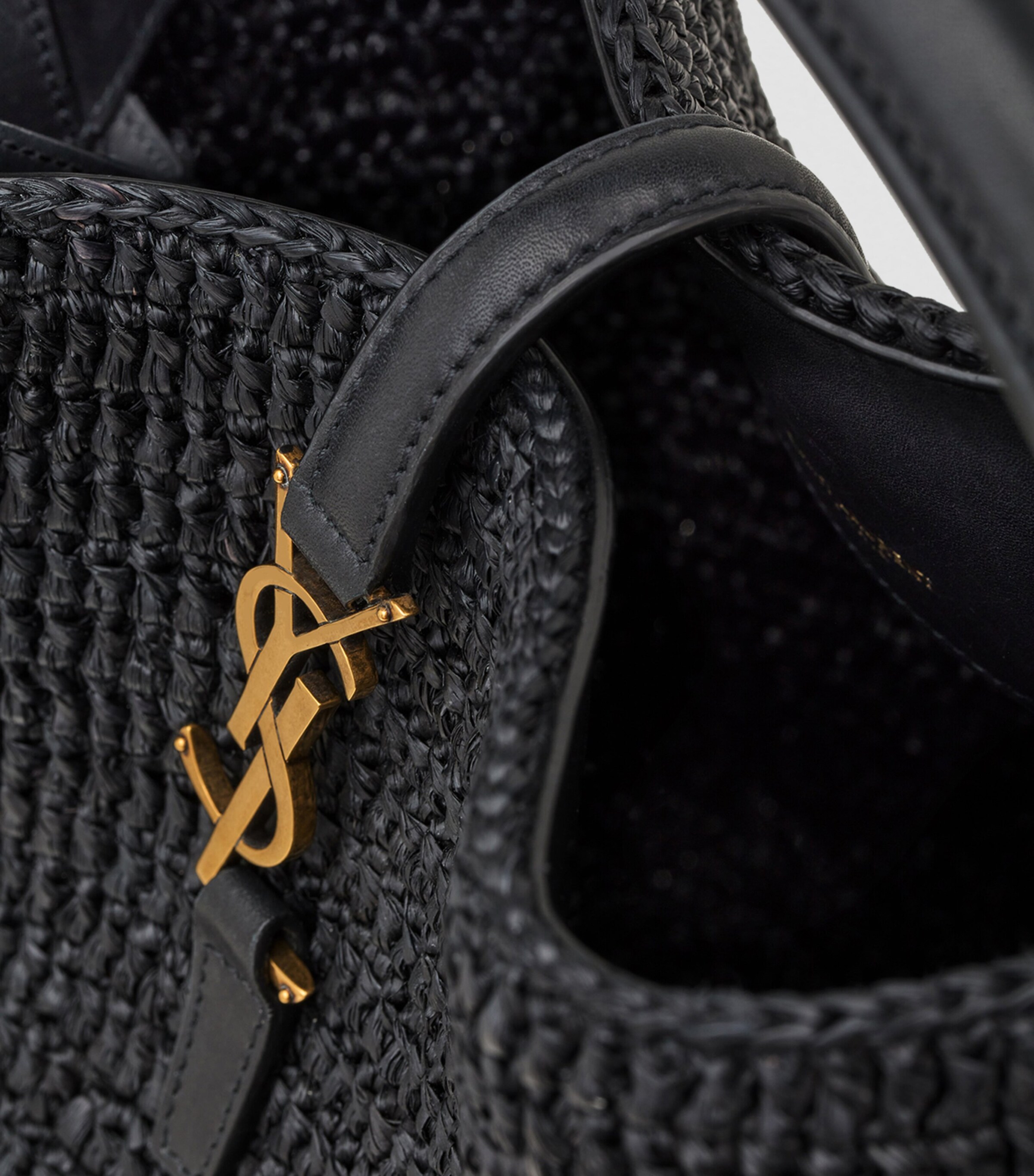 Saint Laurent Black Raffia Le 37 Bucket Bag | Harrods UK