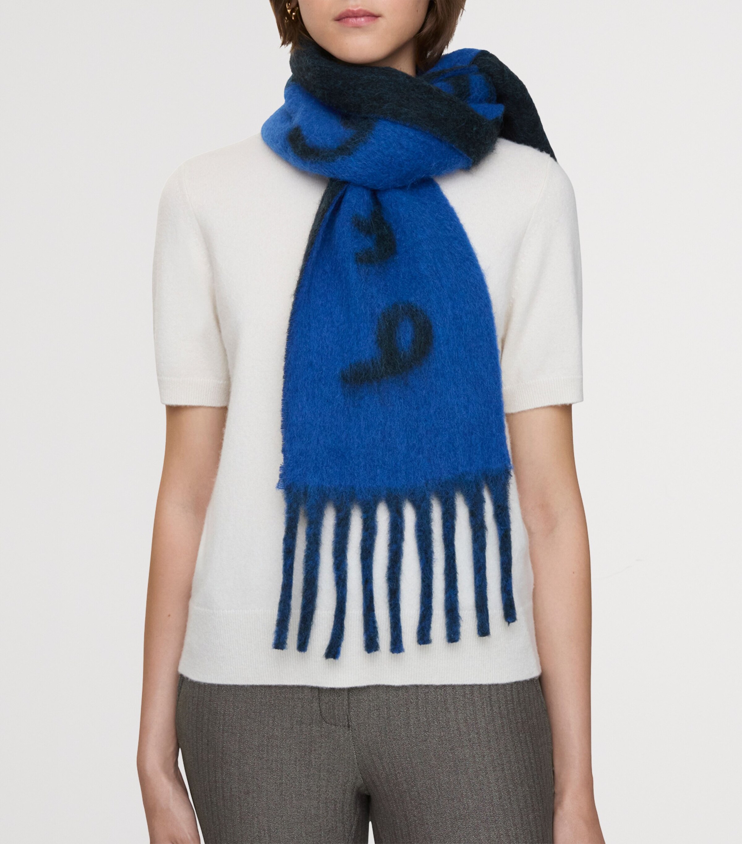 Burberry Blue Alpaca-Blend Reversible Logo Scarf | Harrods NZ