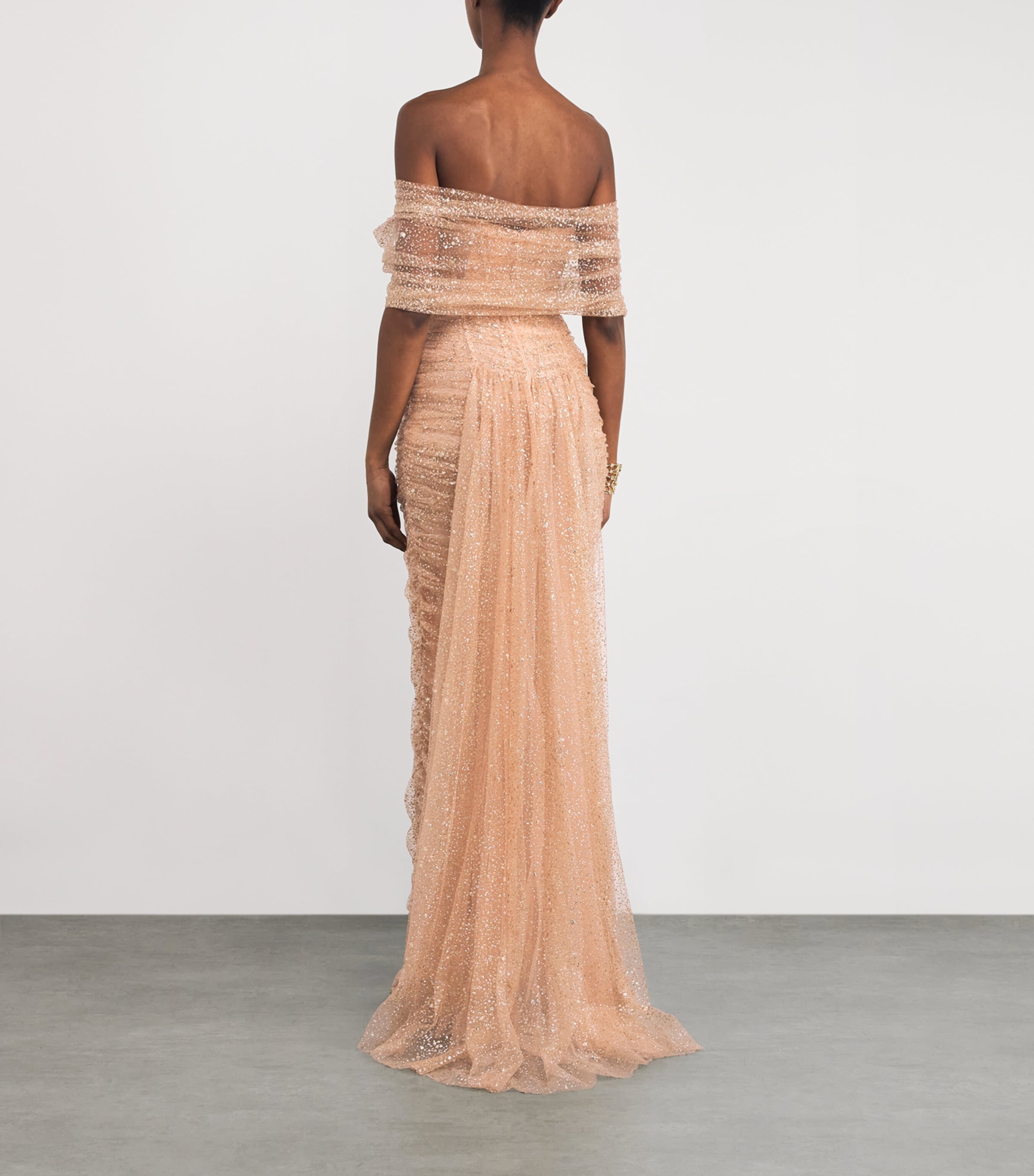 Sandra Mansour Pink Tulle Draped La Rose Gown | Harrods HK