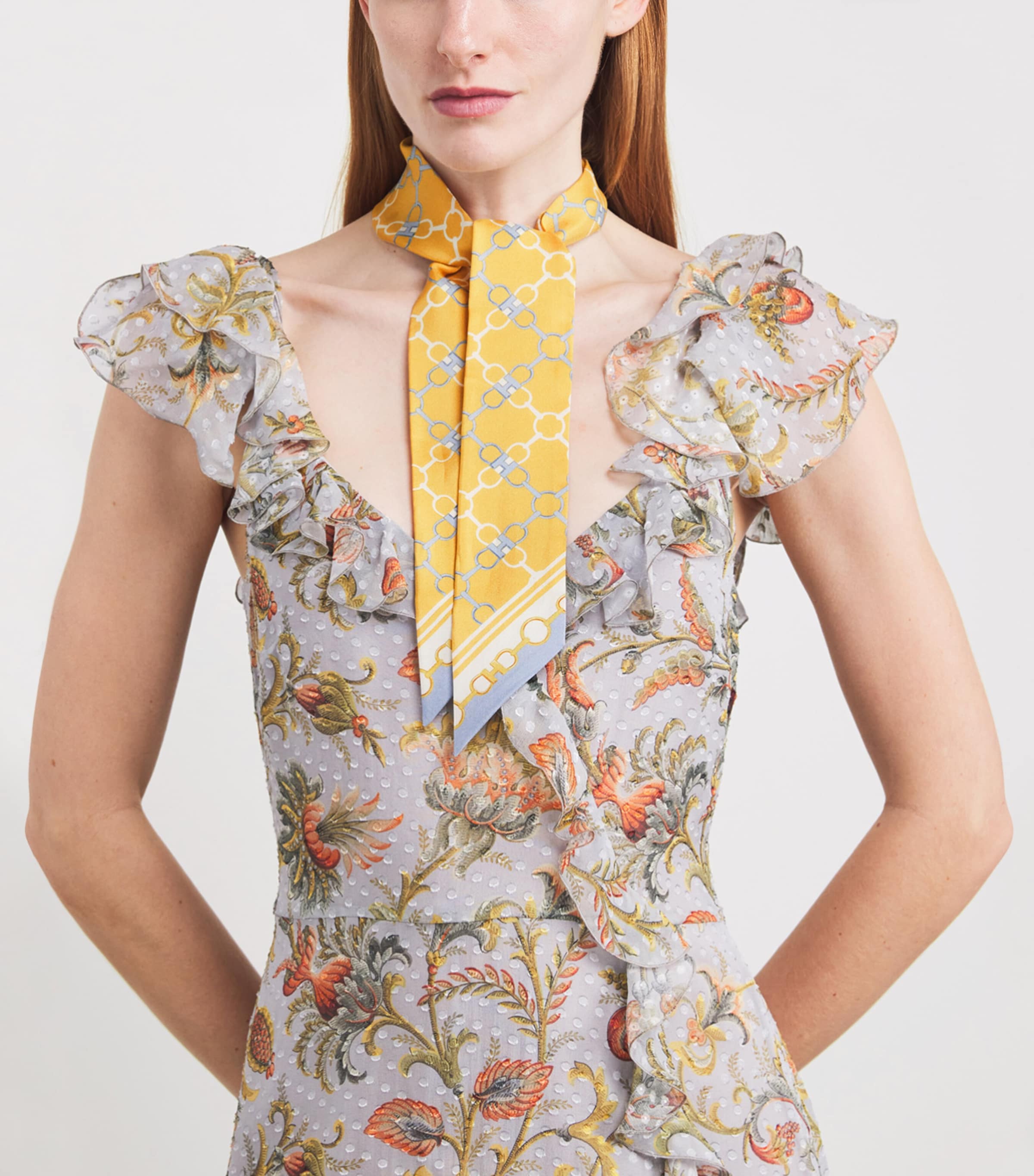 Harrods Yellow Silk Twill Snaffle Scarf | Harrods SG