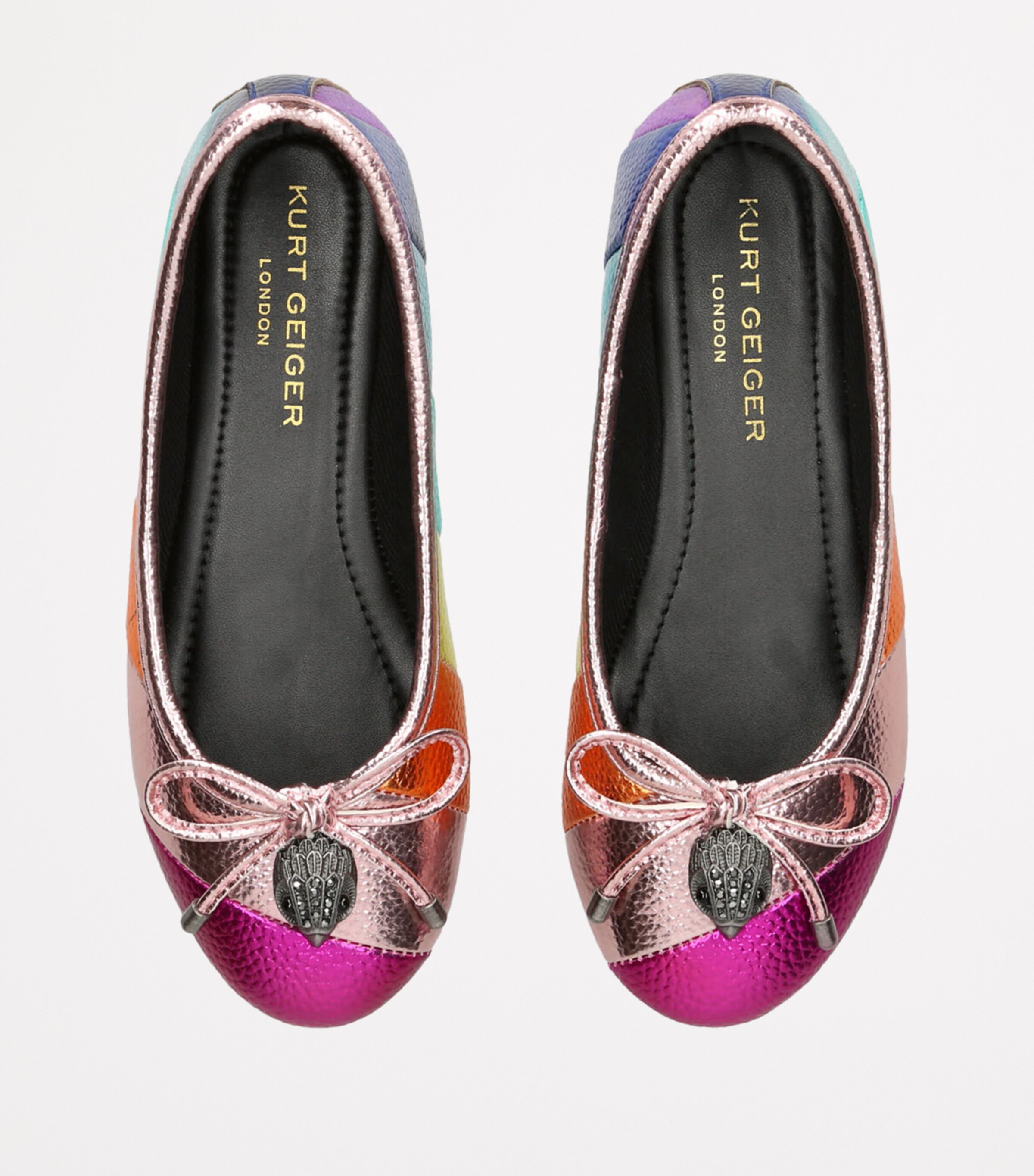 Kurt Geiger London Metallic Leather Mini Eagle Ballet Flats | Harrods UK