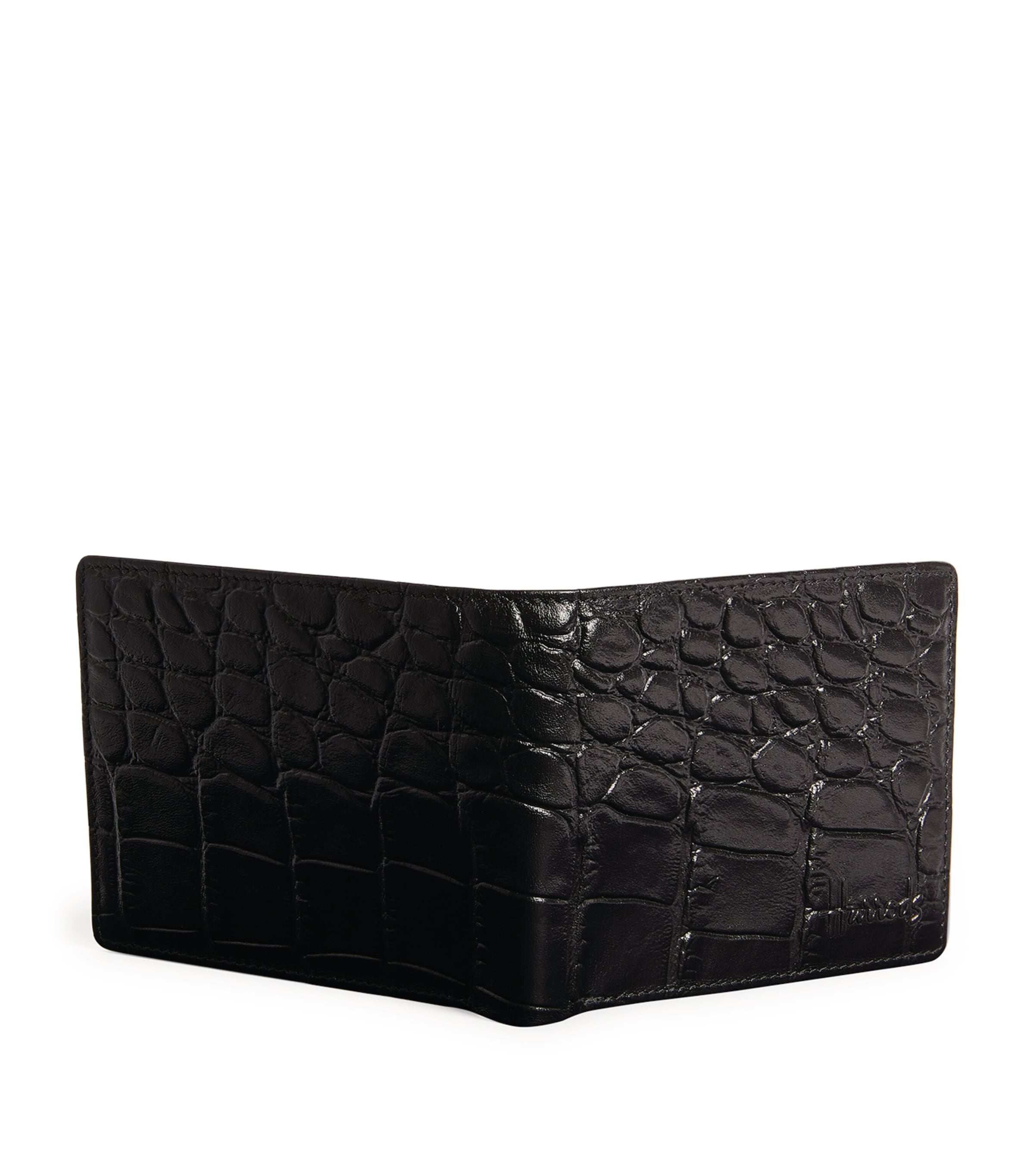 Harrods Neutral Croc-Embossed Wembley Bifold Wallet | Harrods UK