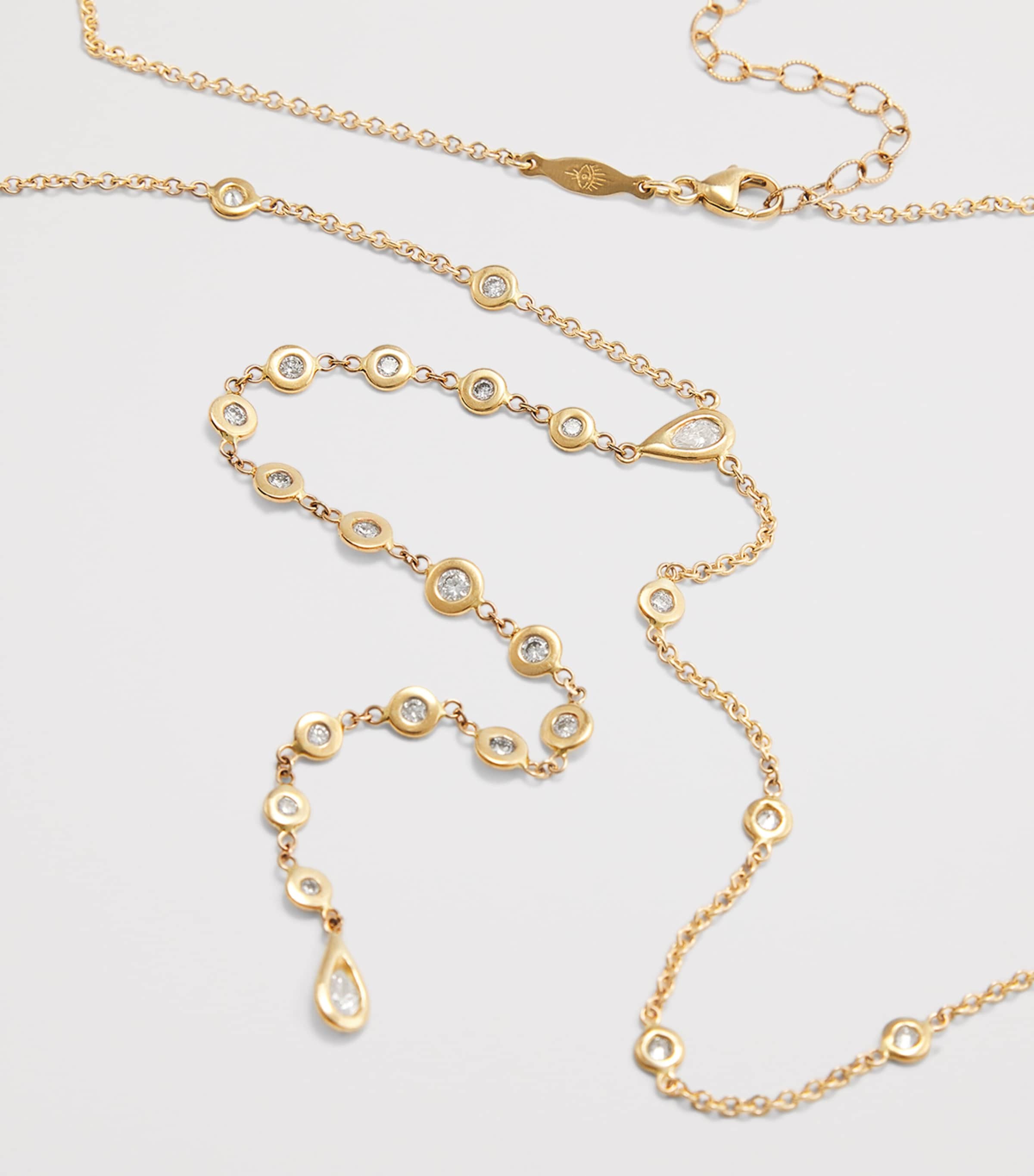 Jacquie Aiche Yellow Gold and Diamond Teardrop Y Necklace | Harrods US