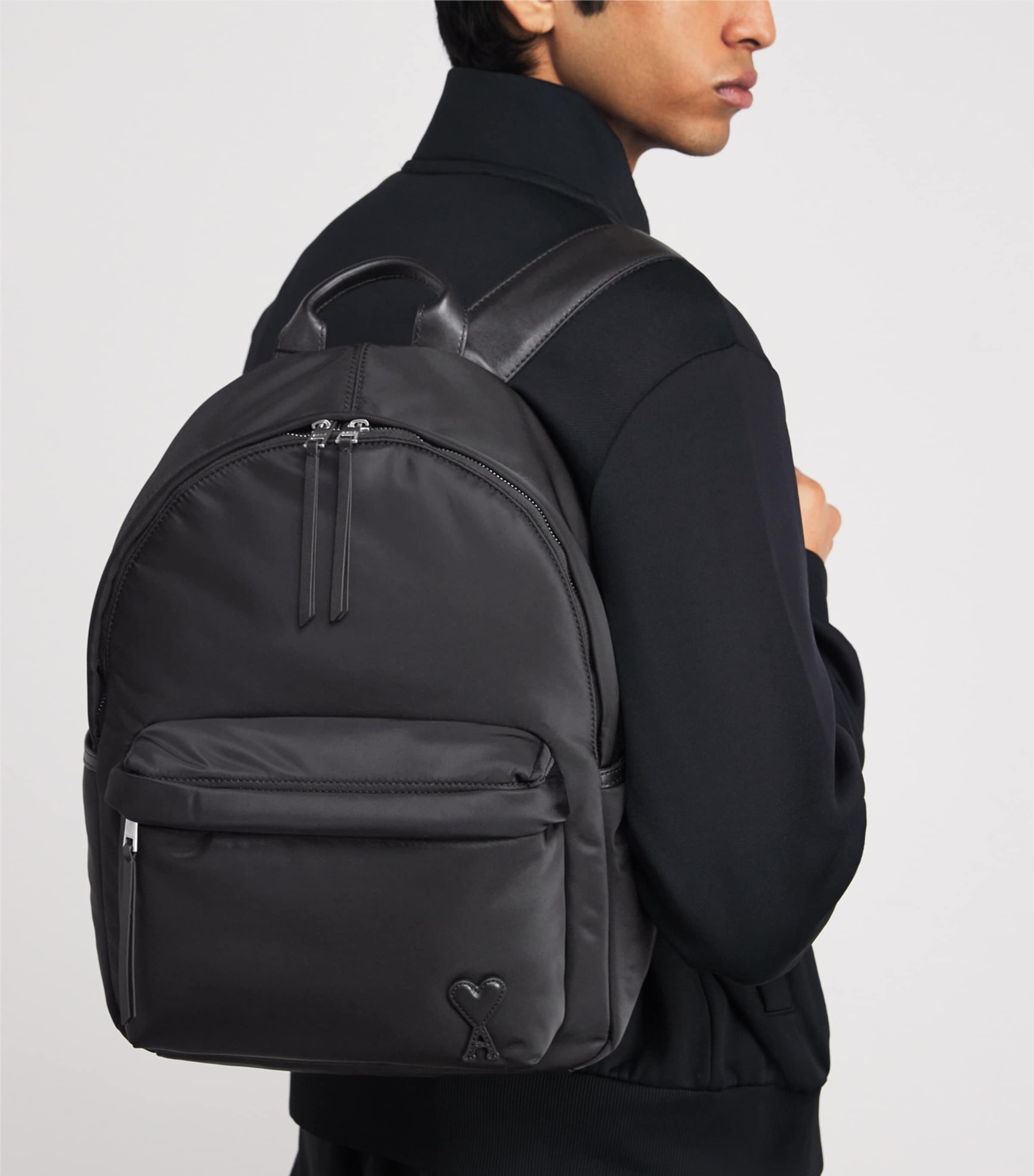 AMI Paris Black Canvas Marcel Backpack | Harrods AU