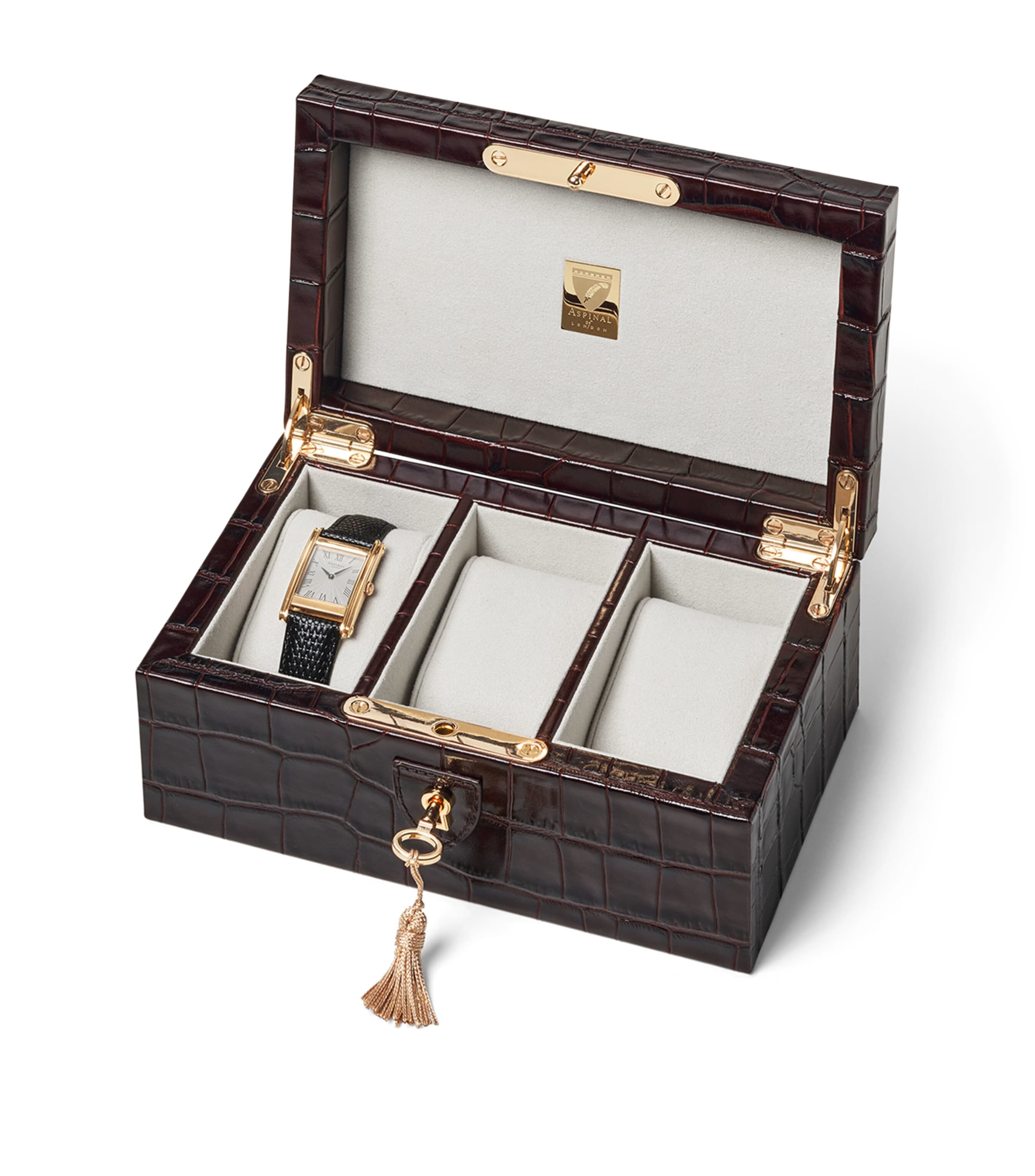 Aspinal Of London Leather Croc-Embossed 3-Piece Watch Box | Harrods UK
