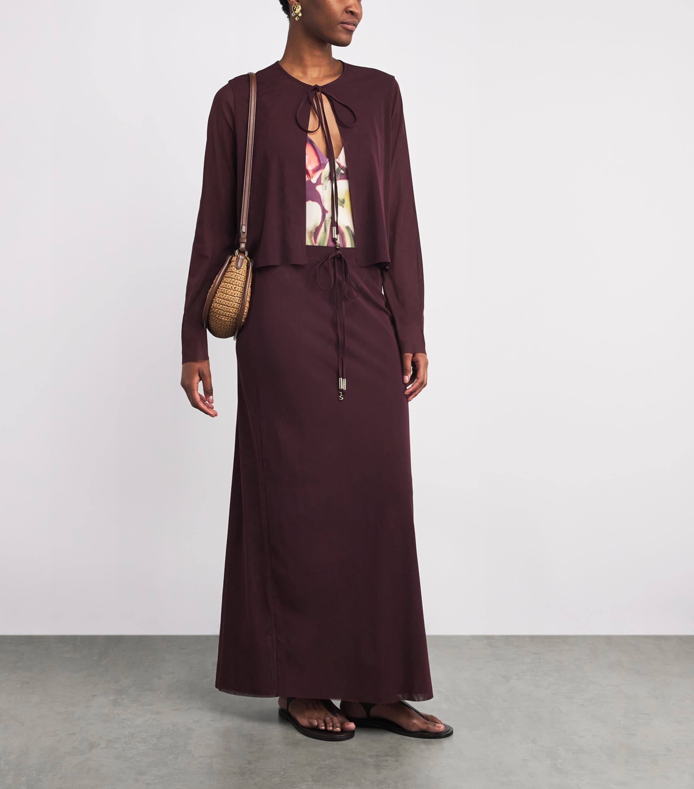 Shan Burgundy Mesh Maxi Skirt | Harrods CA