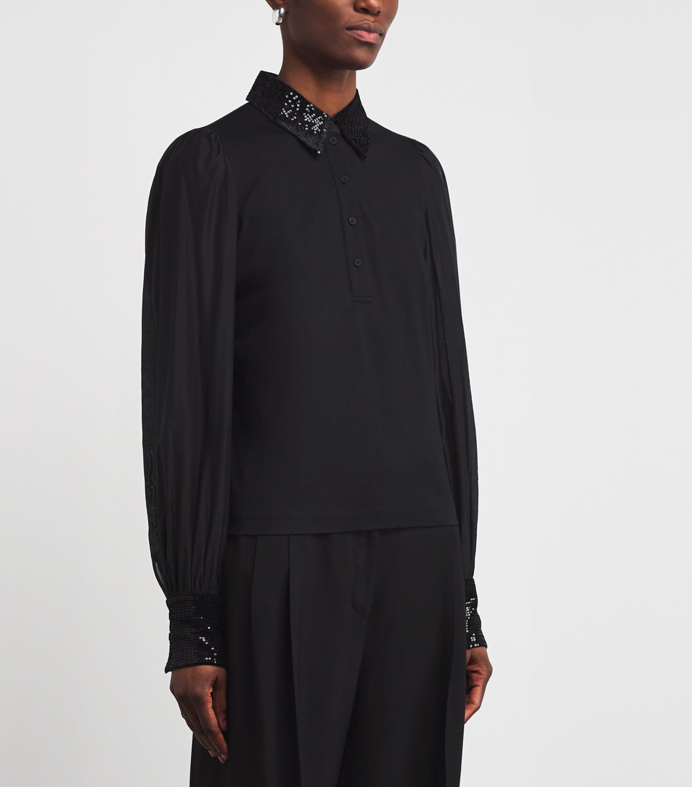 ME+EM Black Sequinned Layering Blouse | Harrods AE