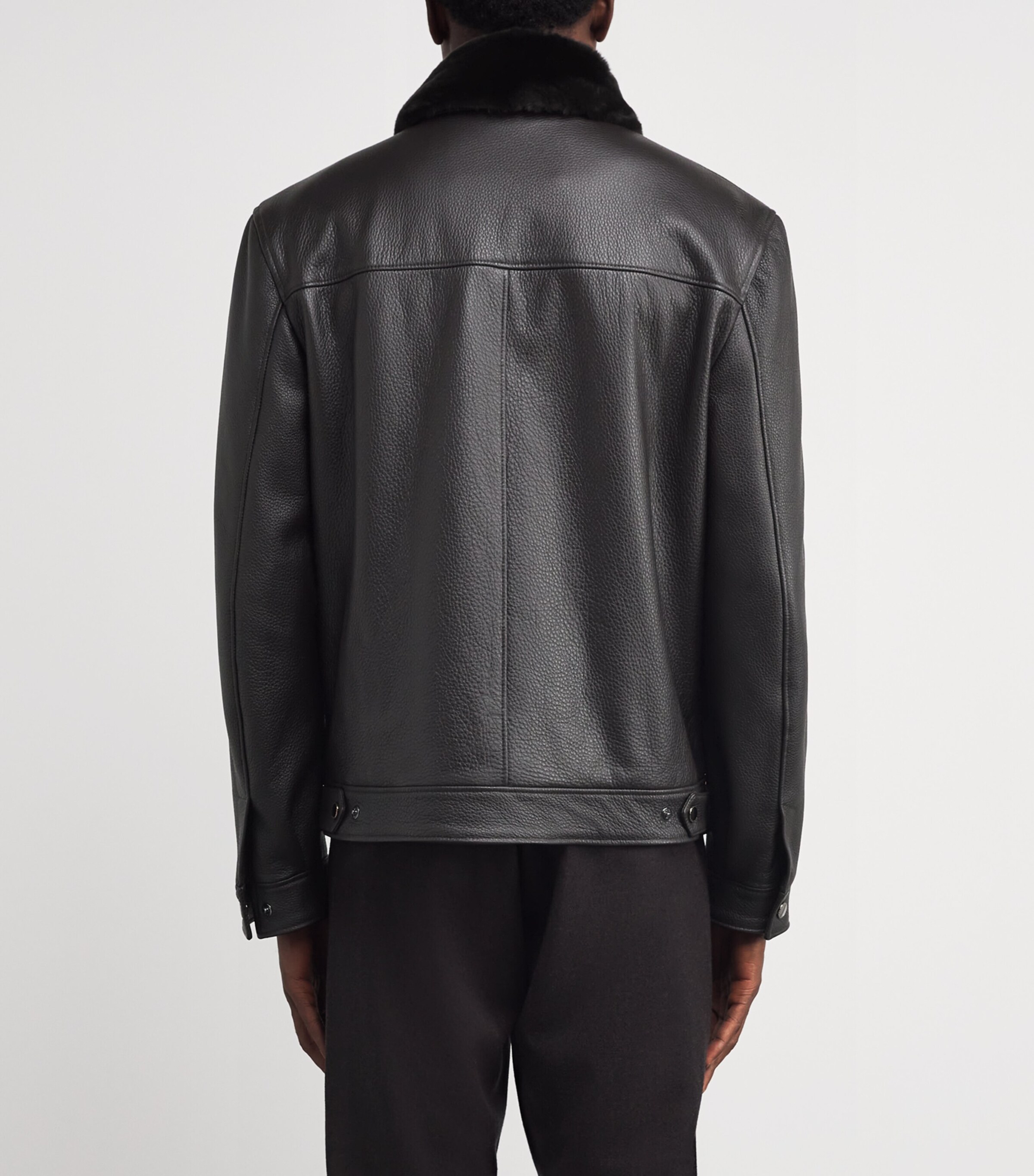 Canali Leather Fur-Collar Jacket | Harrods US